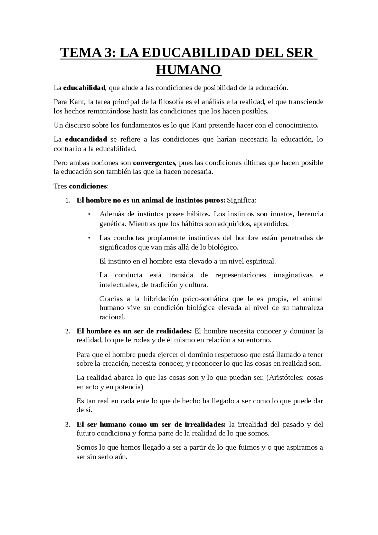 TEMA 3: LA EDUCABILIDAD DEL SER HUMANO La educabilidad , que alud ...