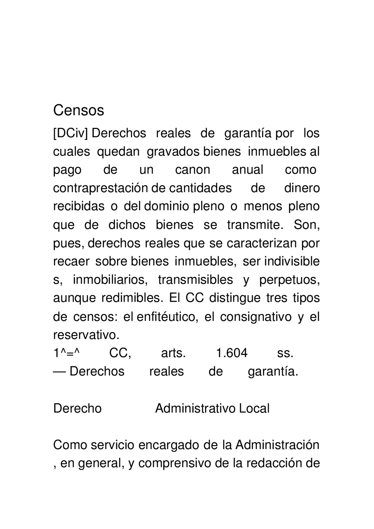 El derecho real de censo - Apuntes de Derecho Civil - Docsity