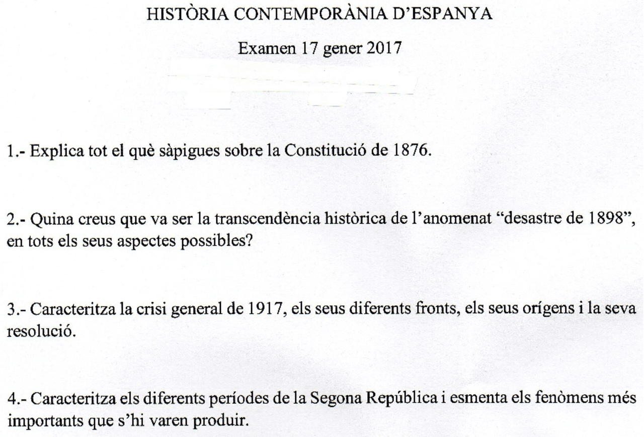 Historia de España 01 2017 - Exámenes de Historia de España - Docsity