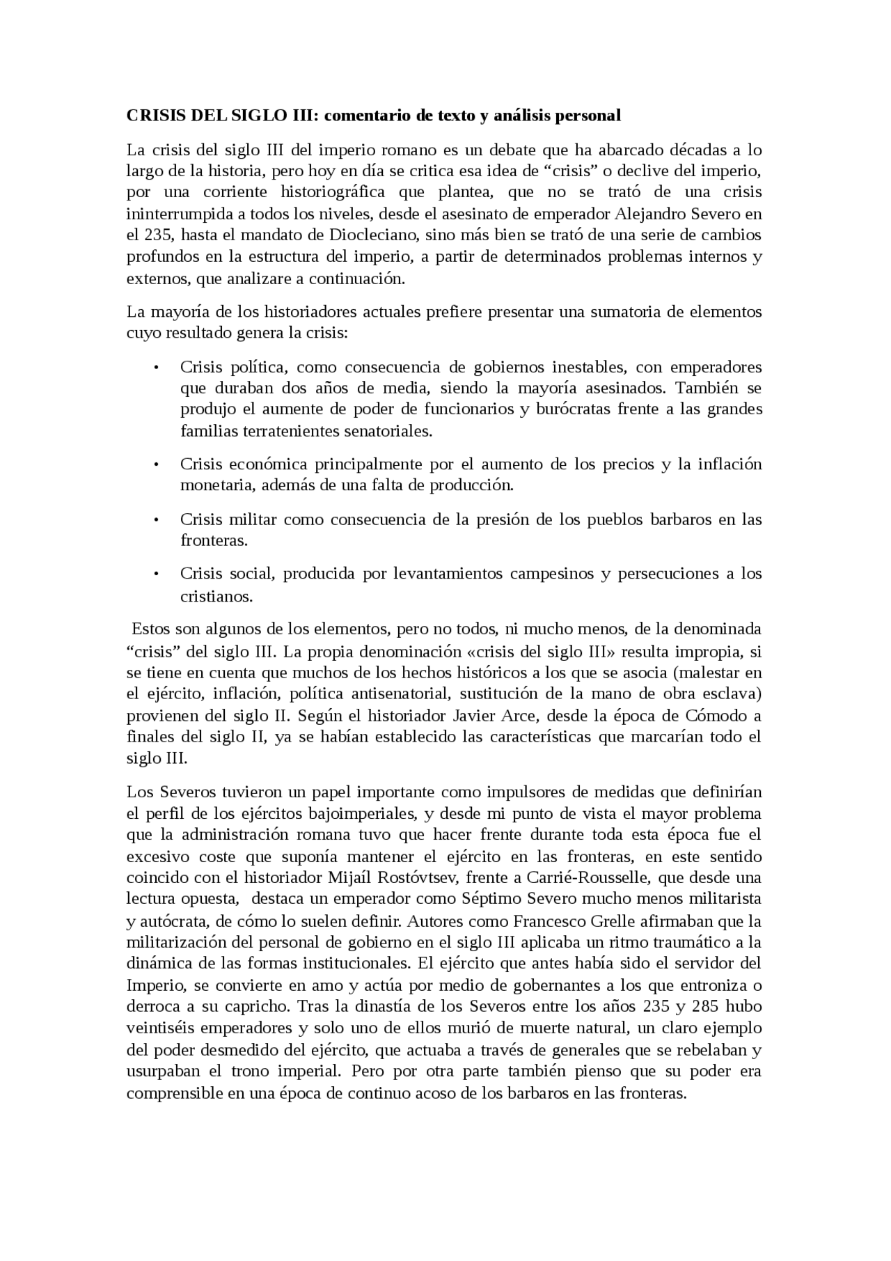 Crisis del siglo III en Roma - Apuntes de Historia | Docsity