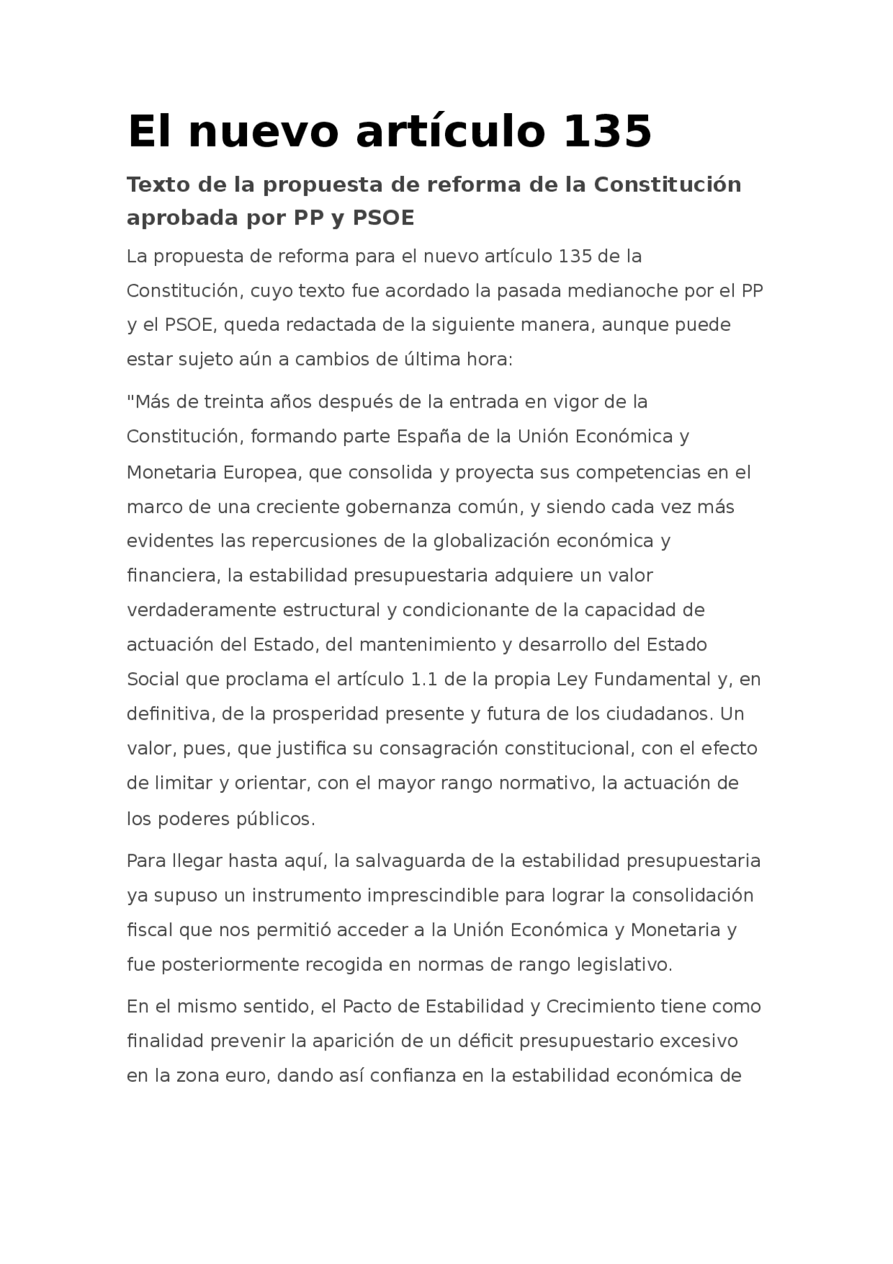 Art 135 nuevo - Apuntes de Derecho Constitucional - Docsity