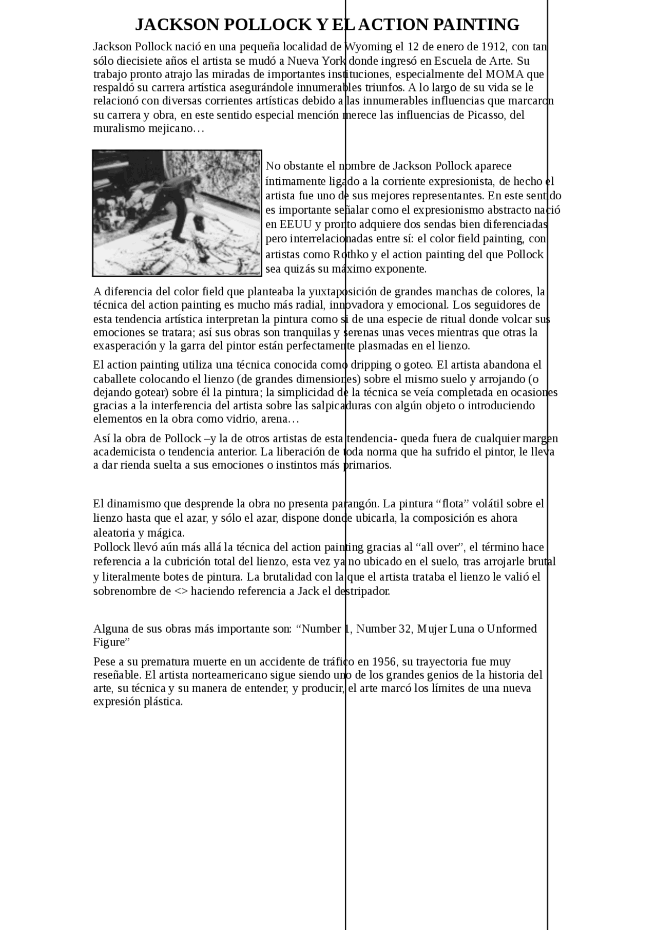 Jackson Pollock y el Action Painting - Study notes for History of Art ...