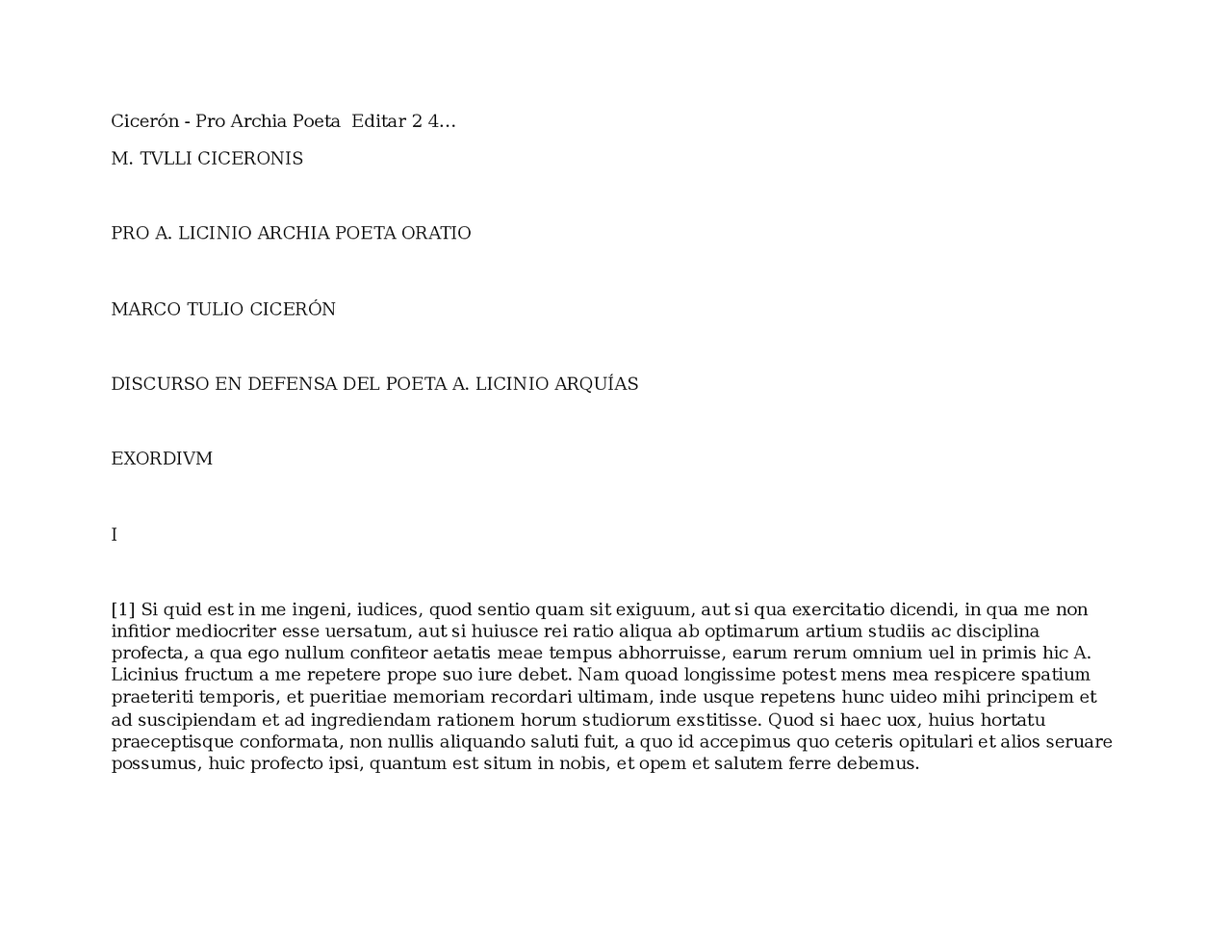 Cicerón - Pro Archia Poeta Editar 2 4…M. TVLLI CICERONISPRO A. LICINIO ...