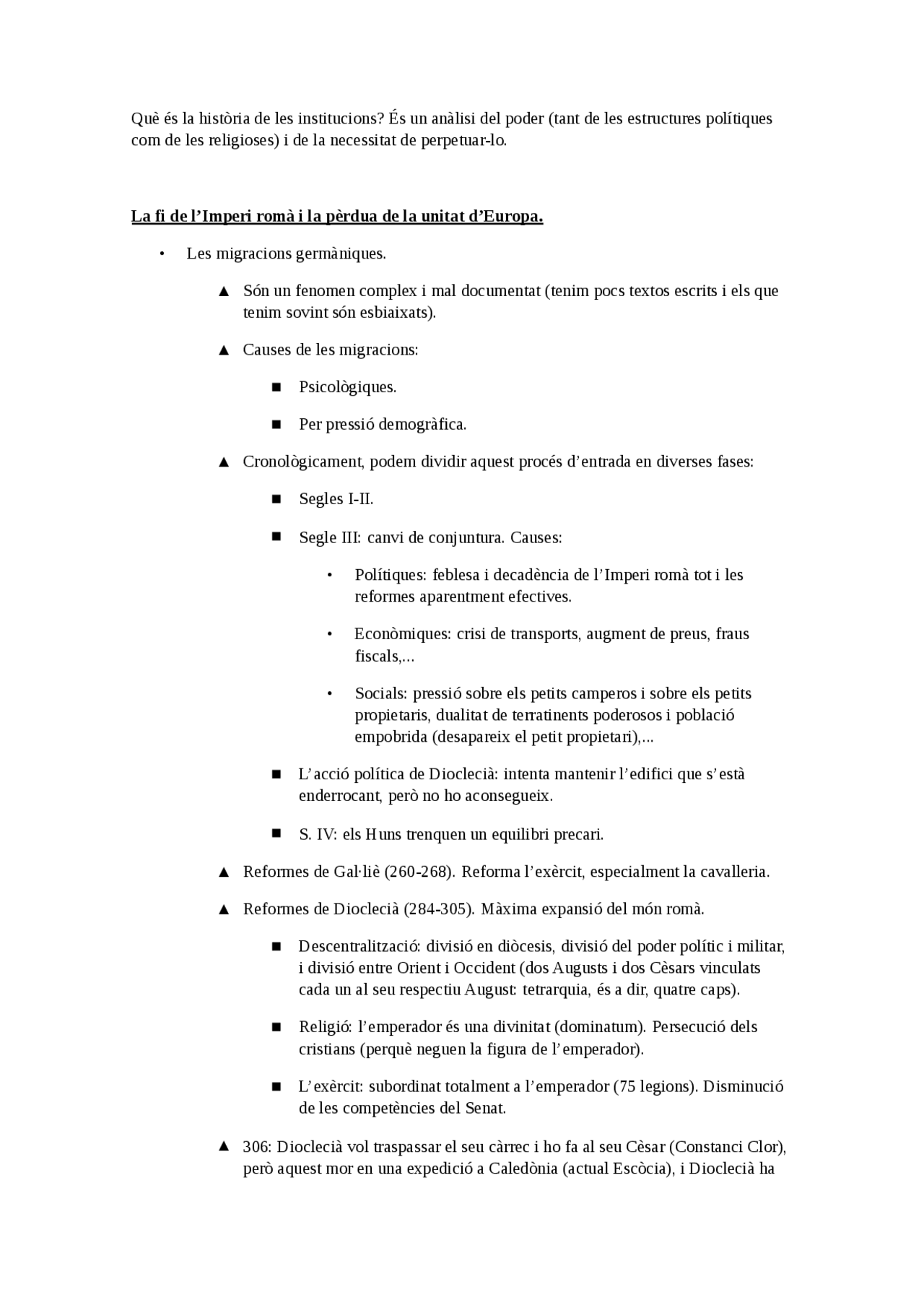 Institucions bloc medieval - Apuntes de Historia - Docsity