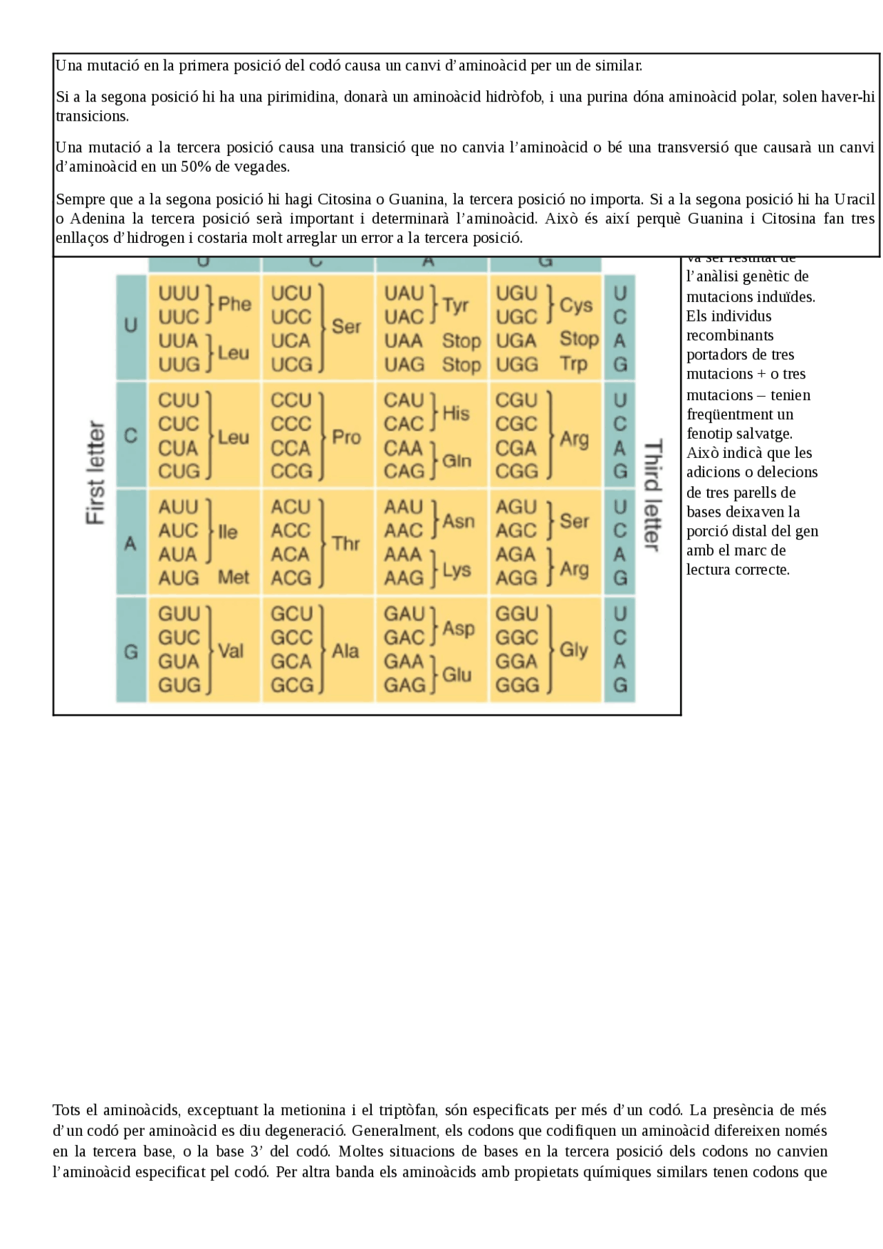 6 El codi genètic / 7 Regulació gènica en procariotes - Apuntes de ...