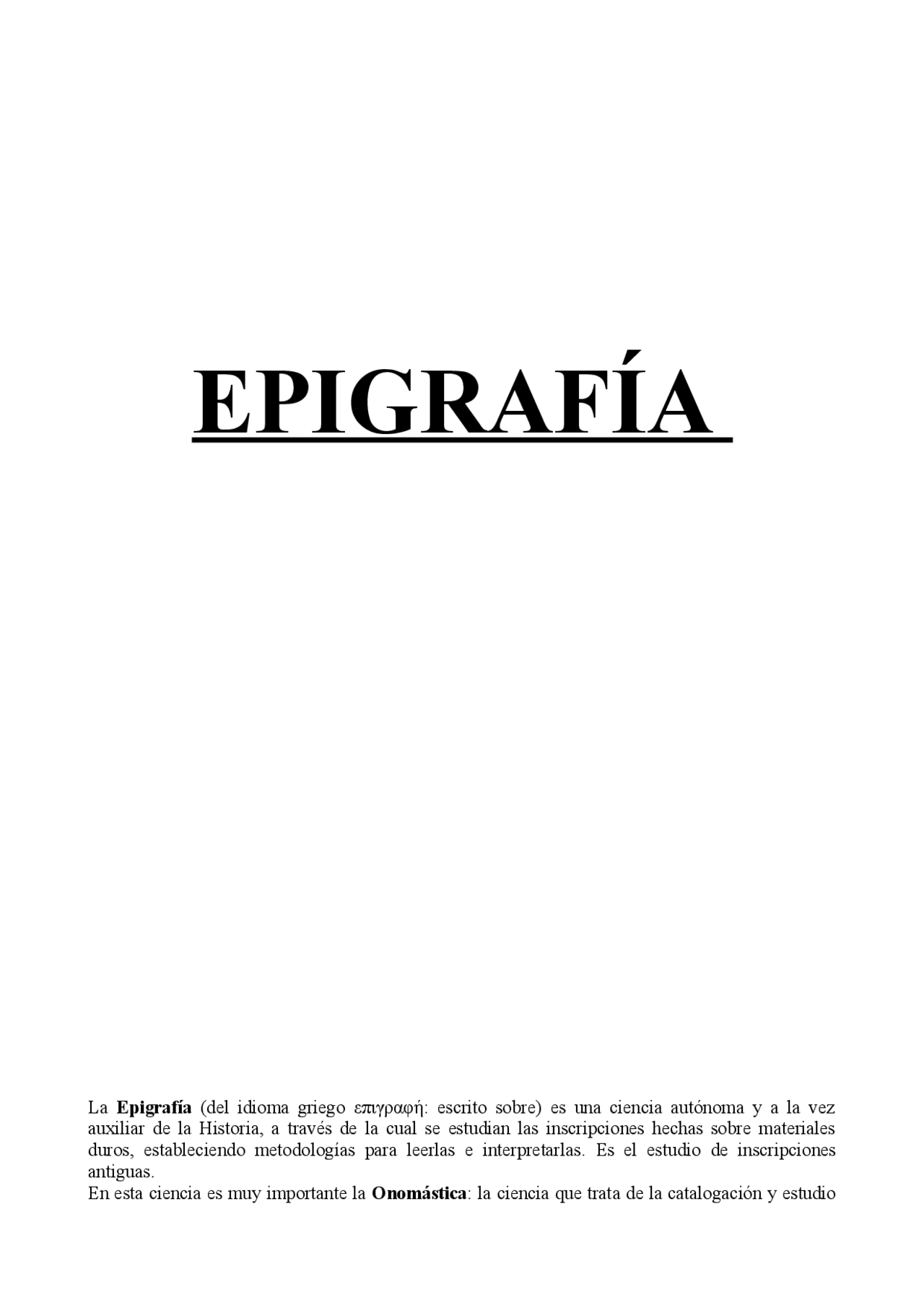 Apuntes de Epigrafía - Apuntes de Epigrafía - Docsity
