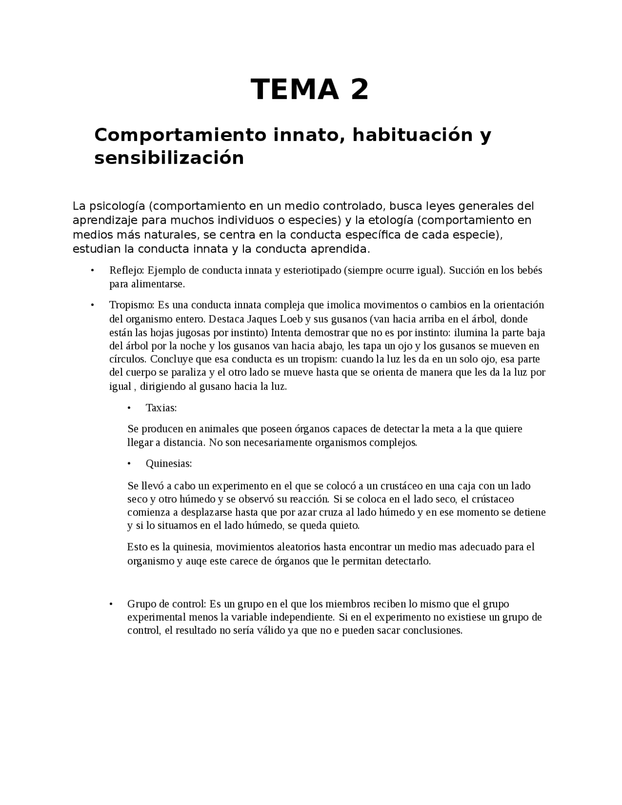 TEMA 2 Comportamiento innato, habituación y sensibilizaci - Apuntes de ...