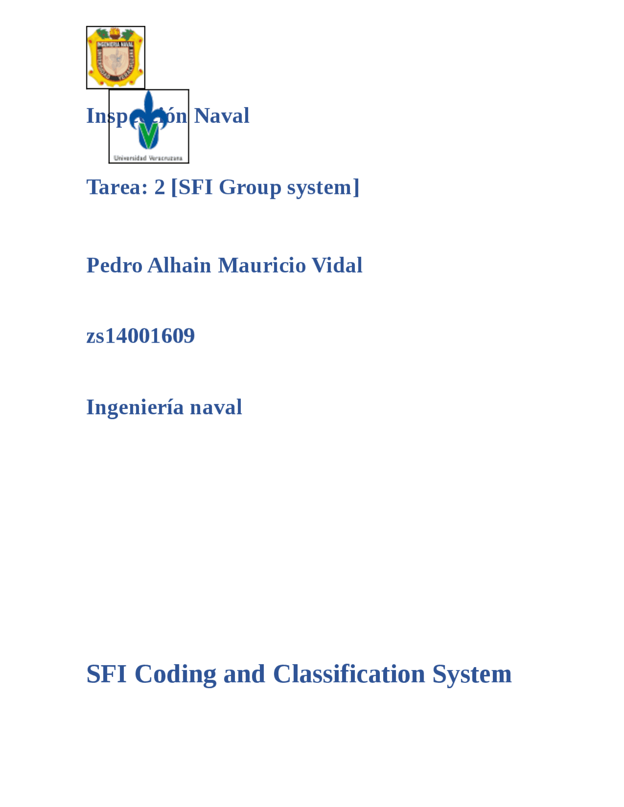 SFI Coding and Classification System SFI: Skipsteknisk ...