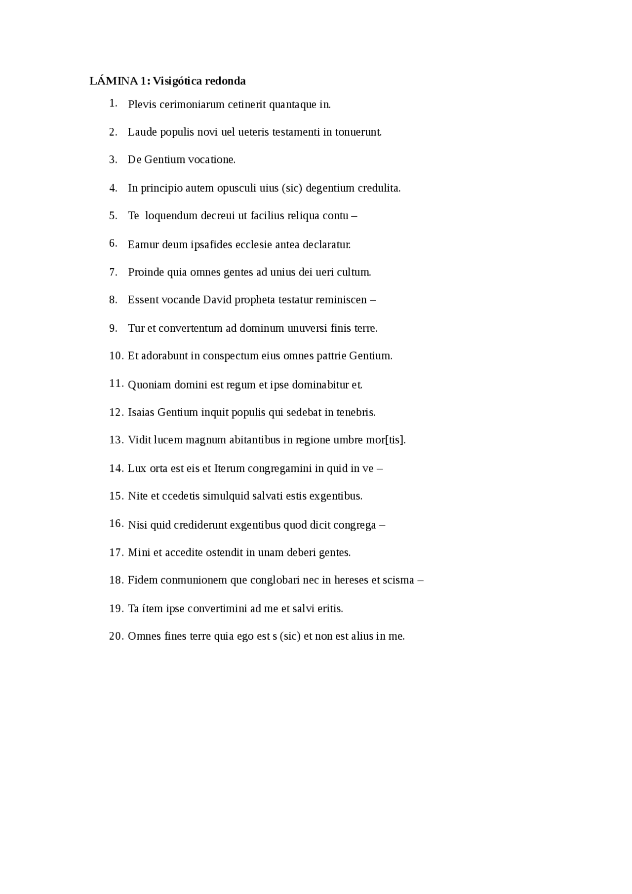 Transcripciones visigóticas - Transcripciones de Filología | Docsity