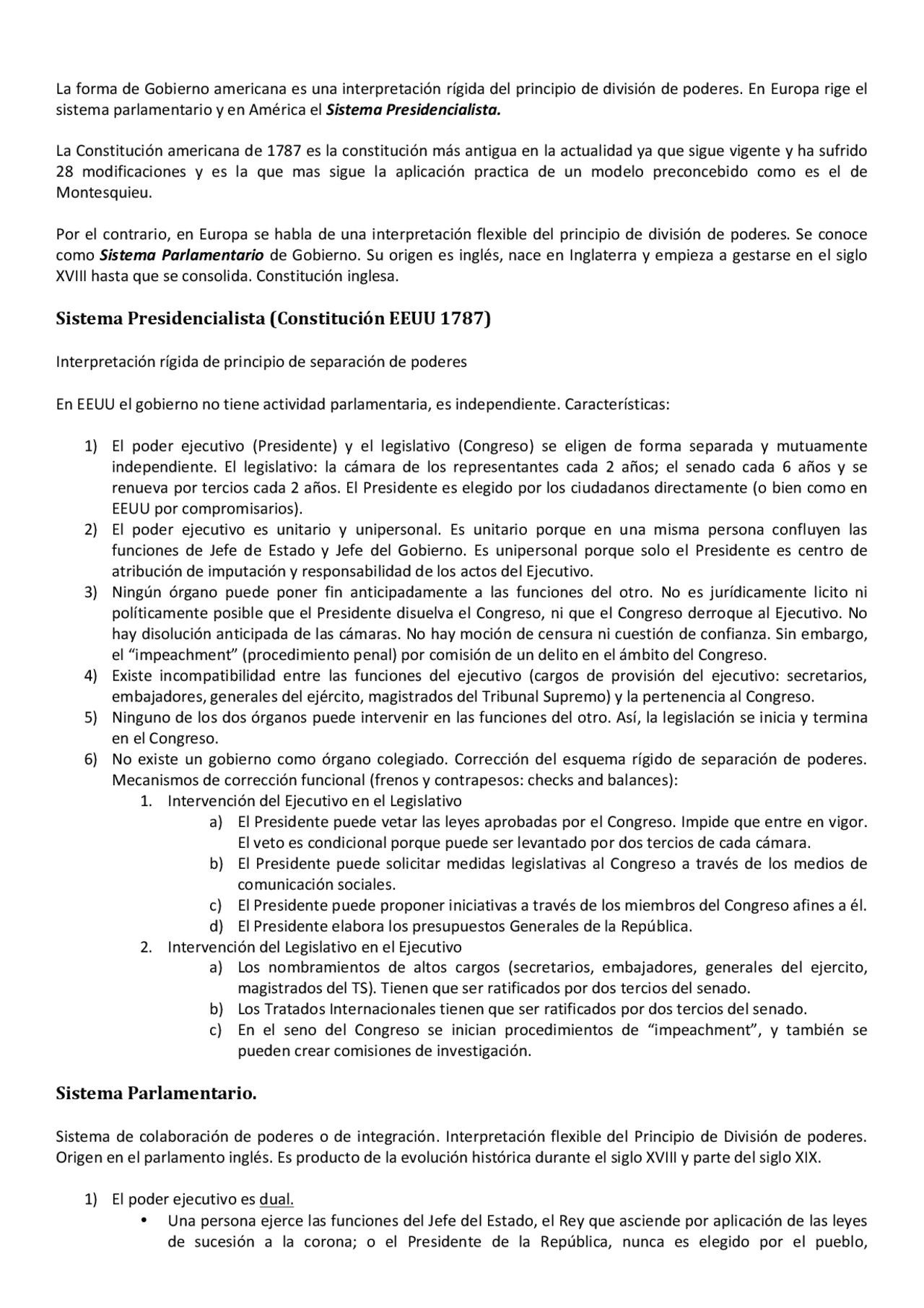 Sistema Presidencialista (Constitución EEUU 1787) - Apuntes de Derecho ...