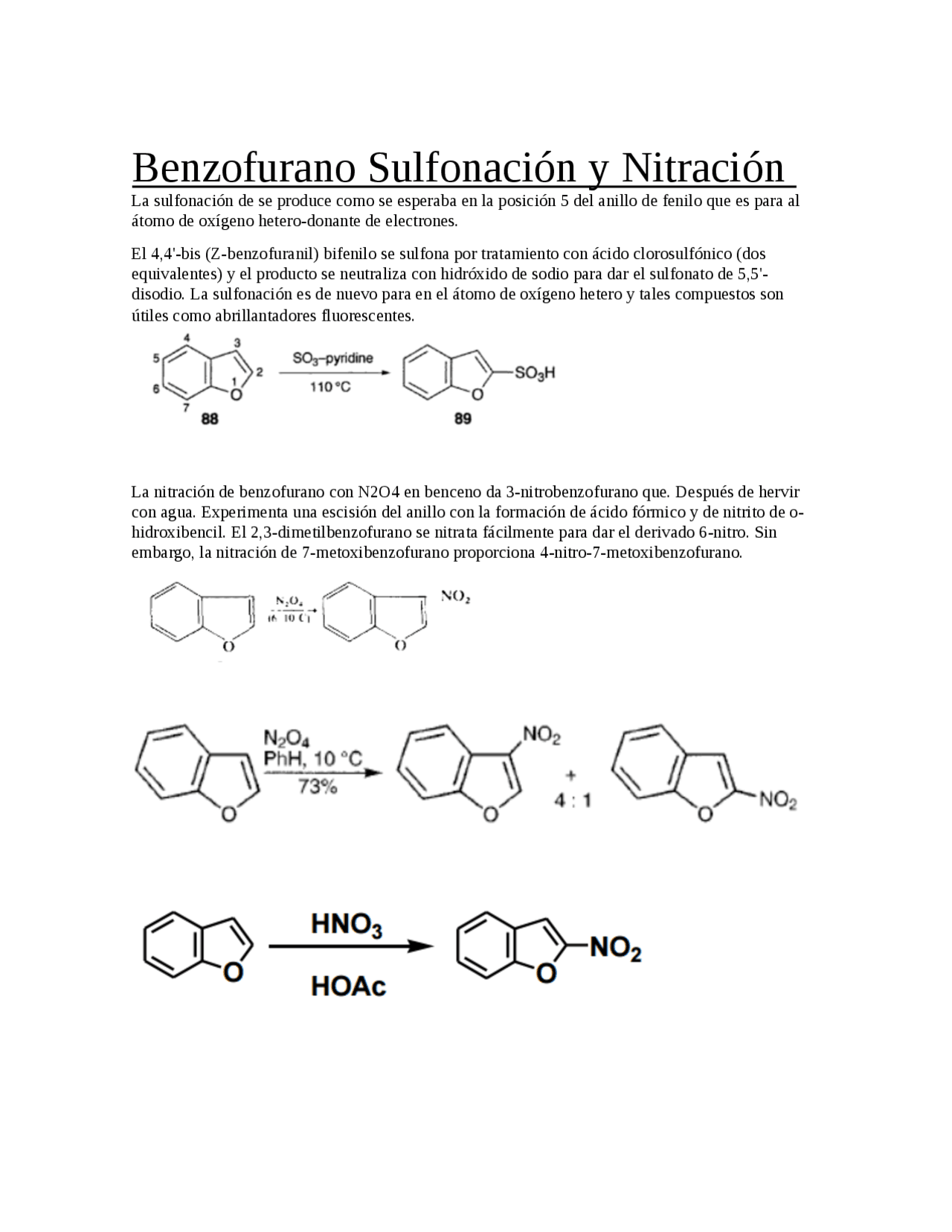 Benzofurano y benzotiofeno - Apuntes de Química Orgánica - Docsity