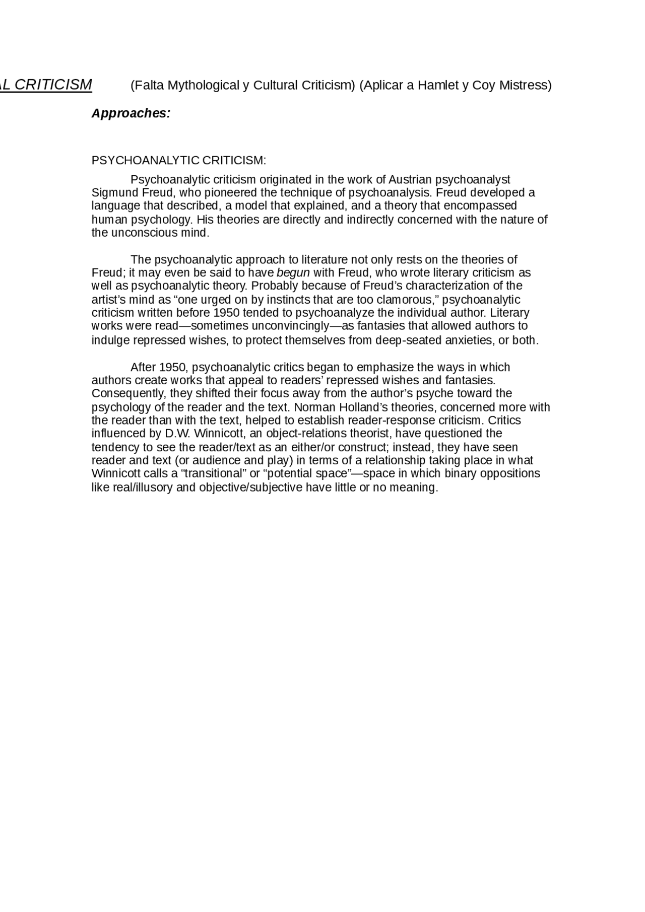 Practical Criticism - Ejercicios de Literatura inglesa - Docsity