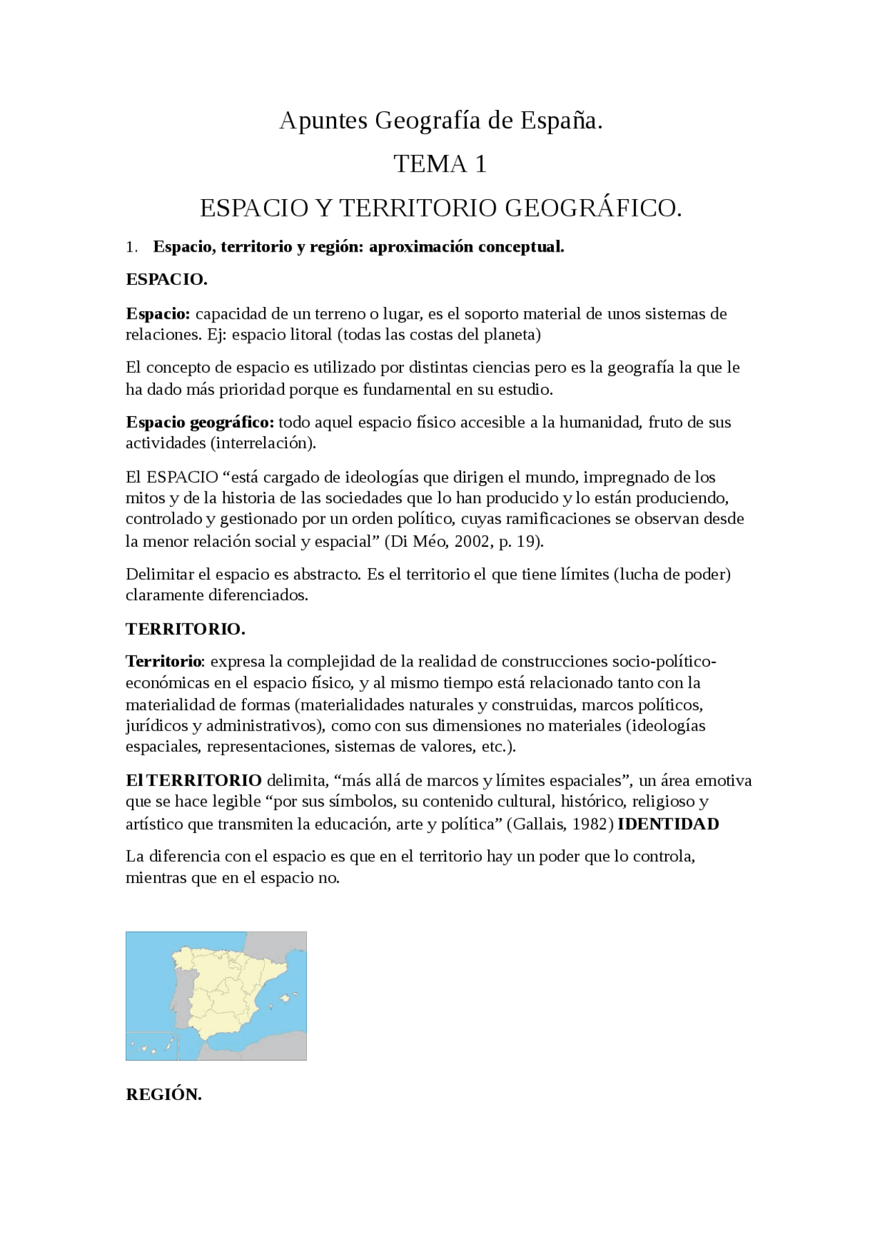 Apuntes Geografía de España.TEMA 1ESPACIO Y TERRITORIO GEOGRÁFICO E ...