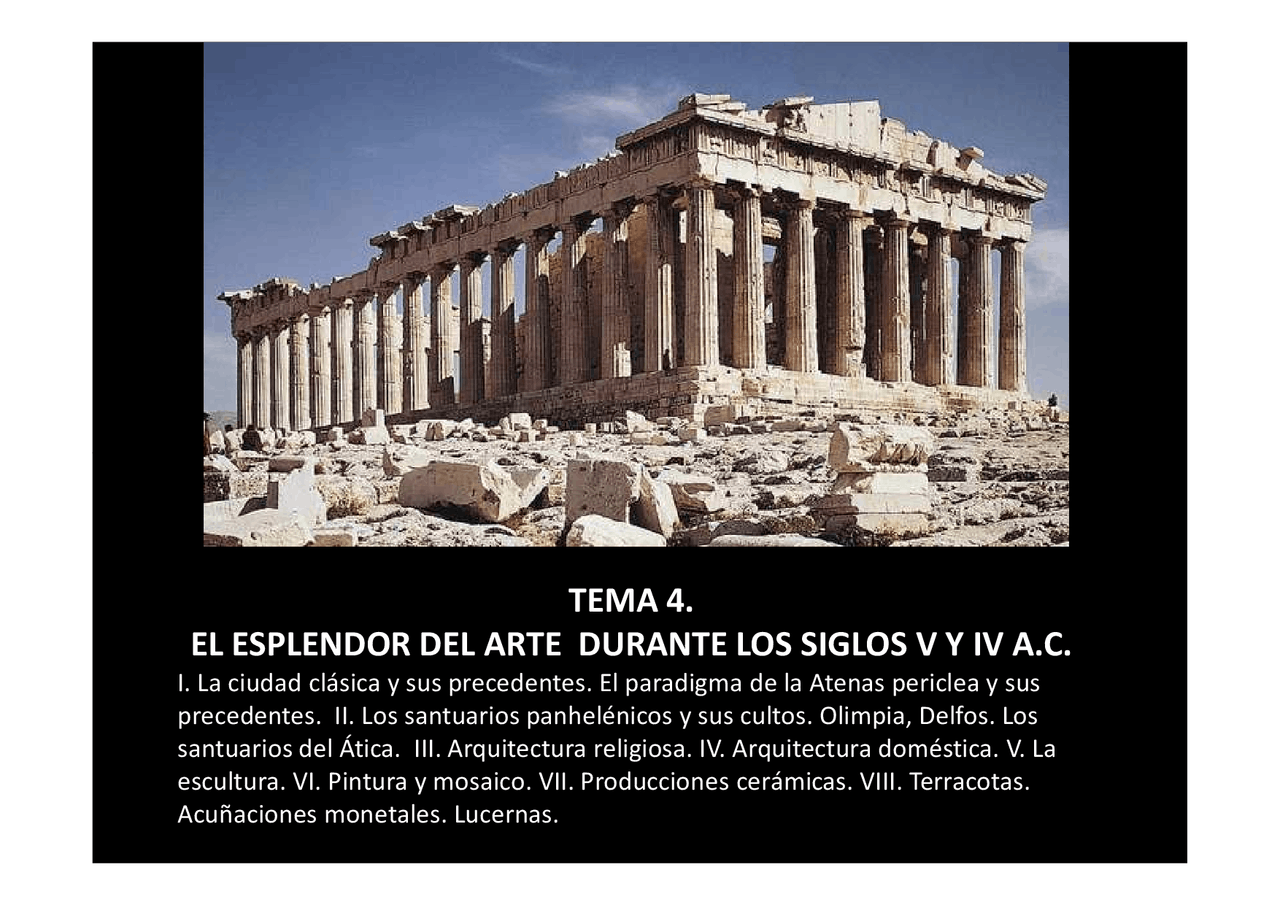 El esplendor del arte durante los siglos V y IV a.C. - Apuntes de ...