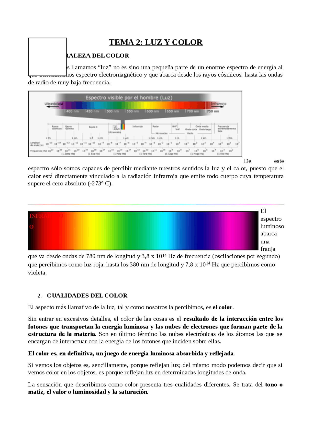 LUZ Y COLOR - Apuntes de Comunicación Audiovisual - Docsity