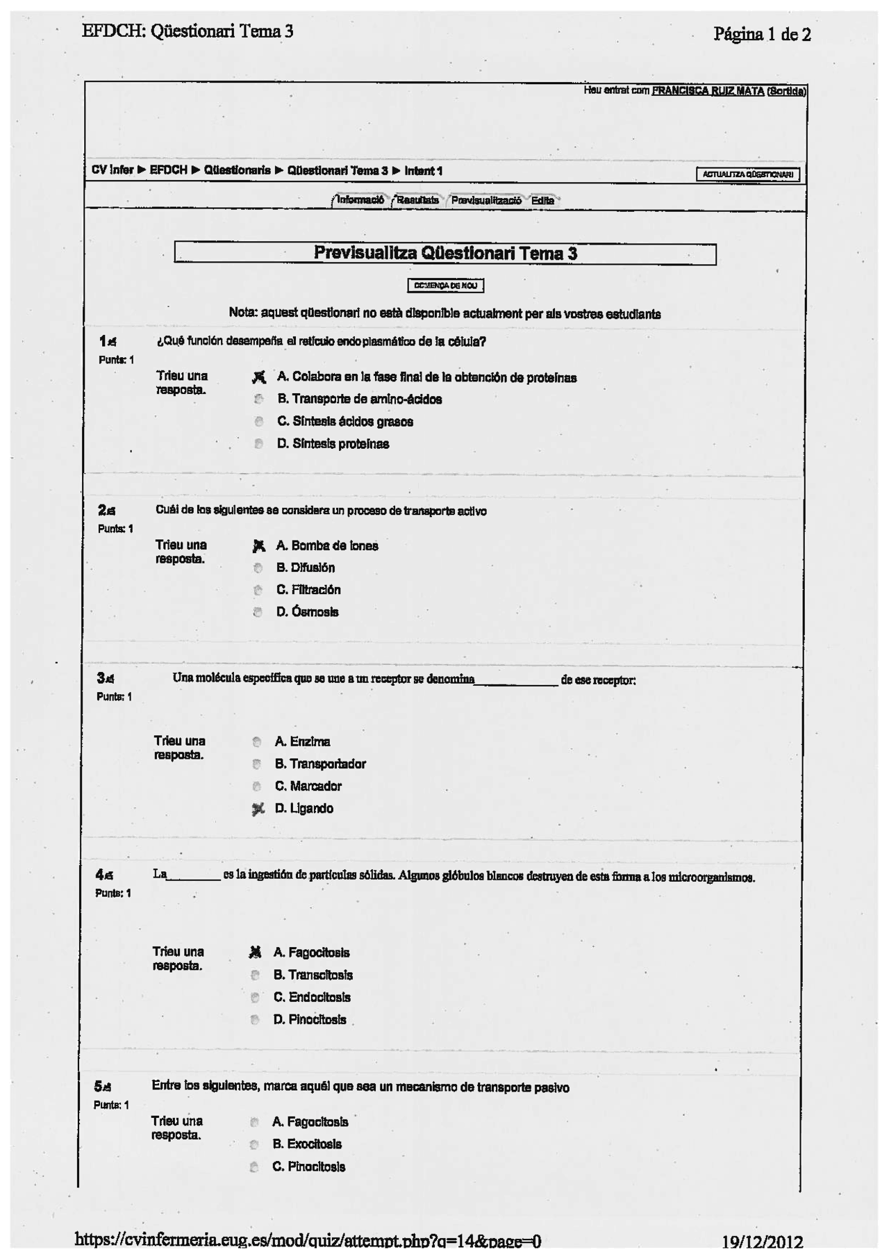 Examen respuestas tejido conectivo - Exámenes de Anatomía - Docsity