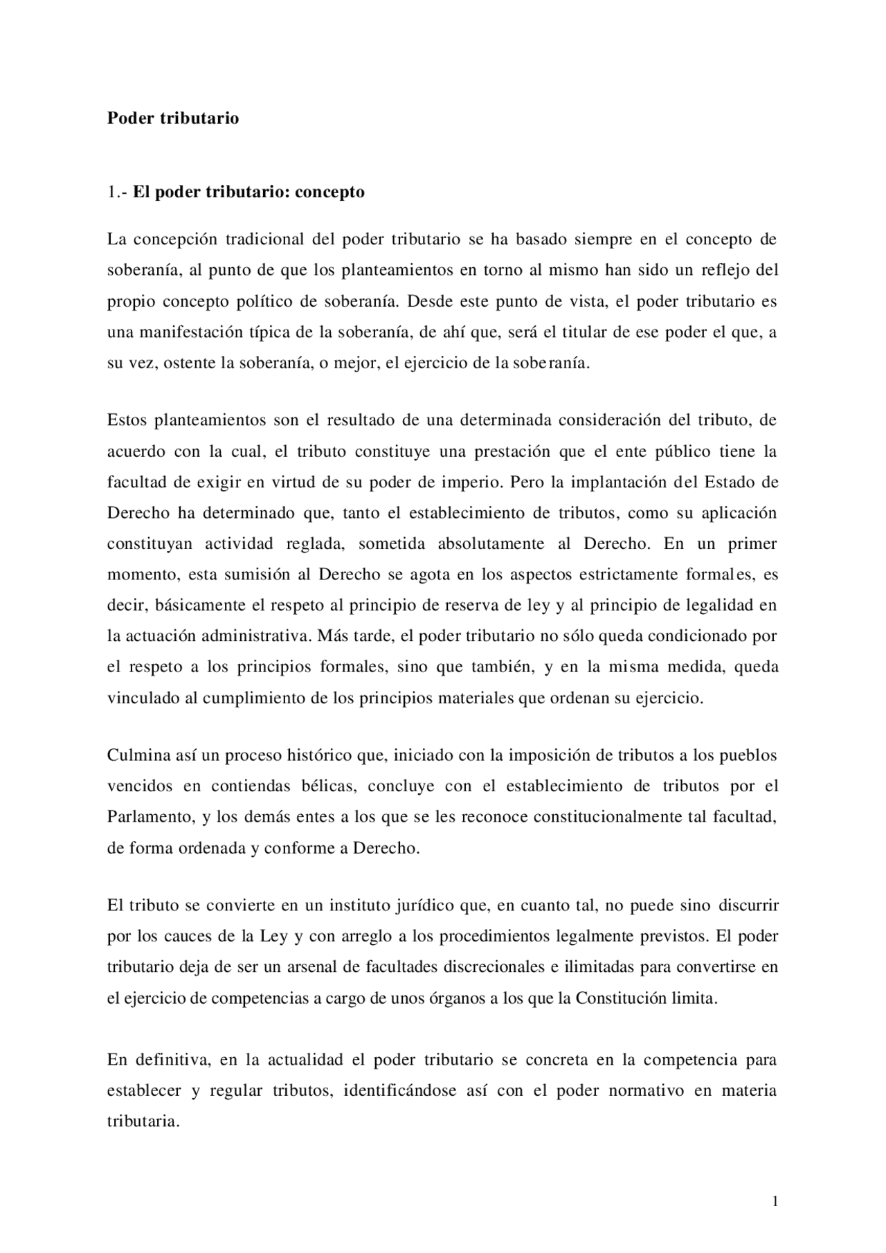 Poder tributario El poder tributario: concepto La concepc - Apuntes de ...