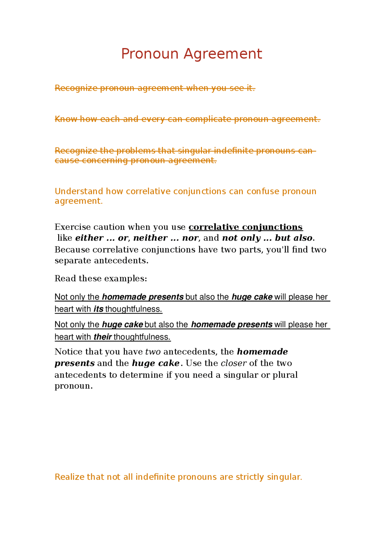 Pronoun agreement - Apuntes de Idioma Inglés - Docsity