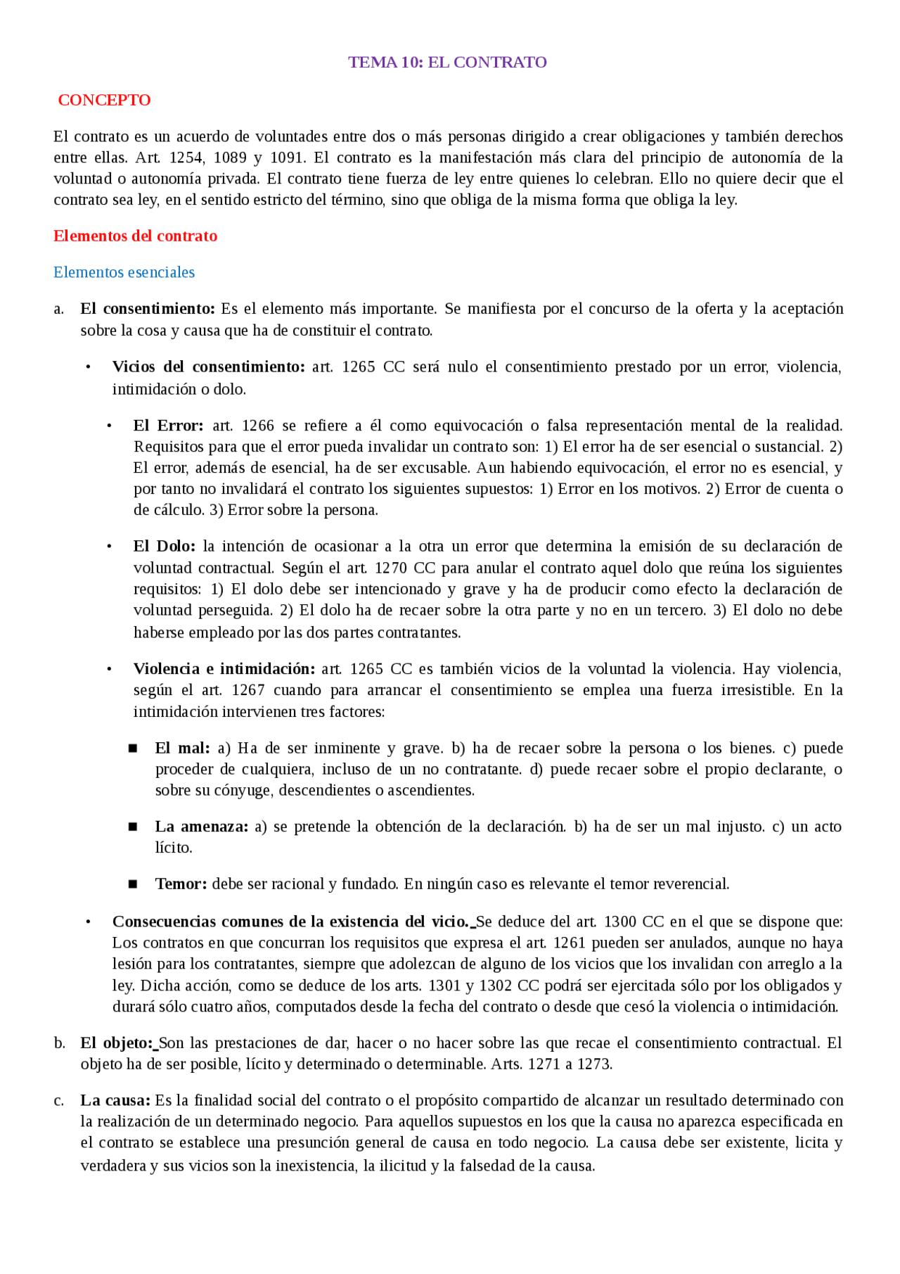 Elementos esenciales del contrato - Notas de estudo de Direito Civil ...