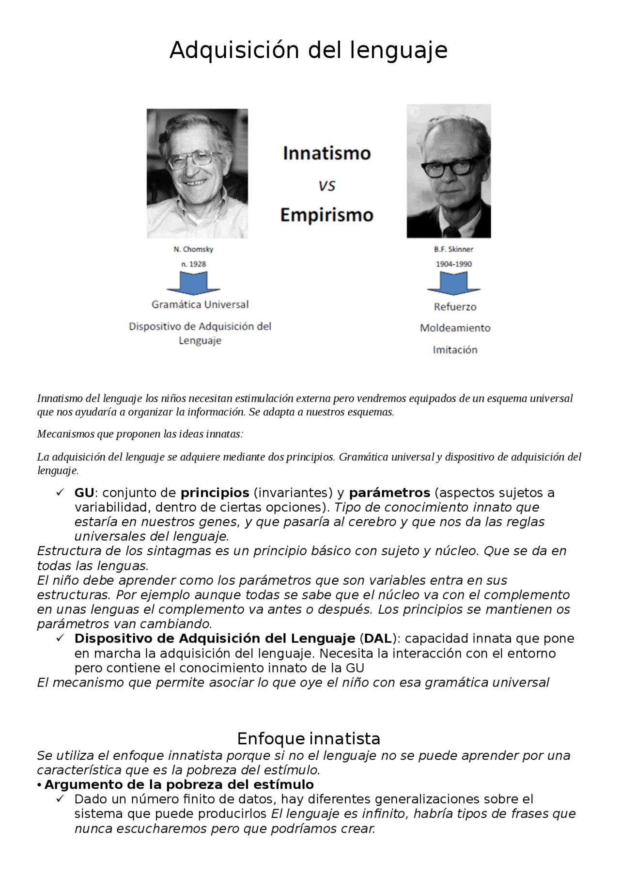 Adquisición del lenguaje Innatismo del lenguaje los niños necesitan ...