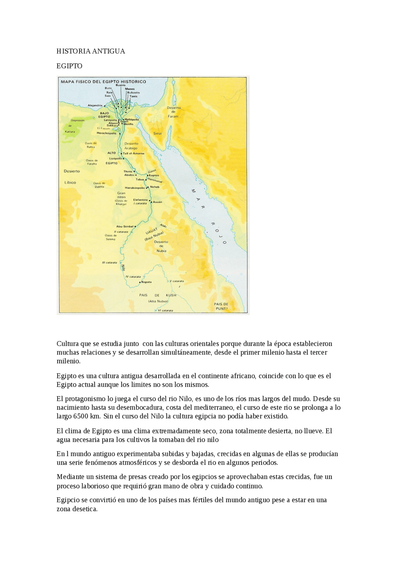 Introducción Hª Egipto - Apuntes de Historia - Docsity