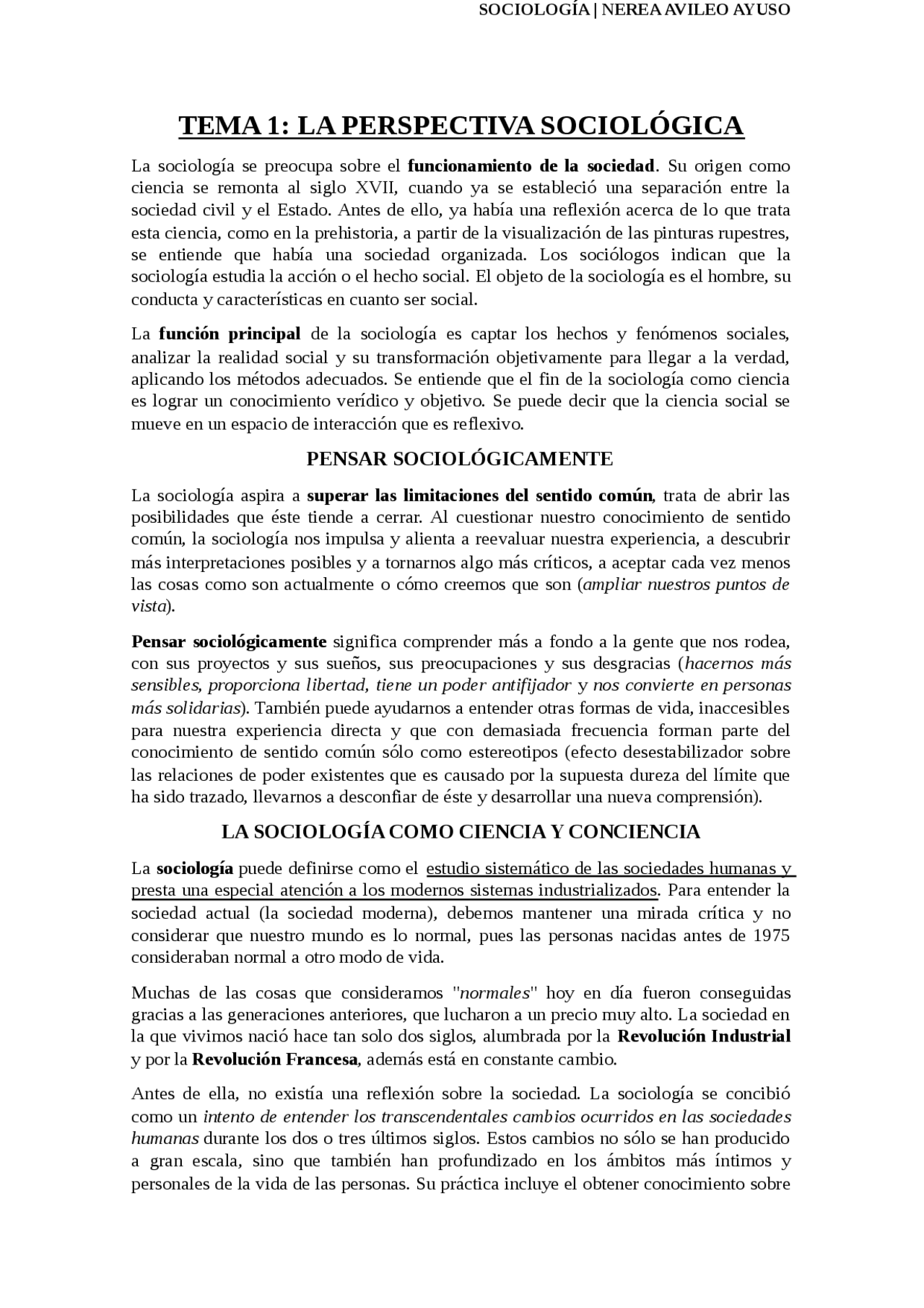 Pensar sociológicamente - Apuntes de Sociología | Docsity