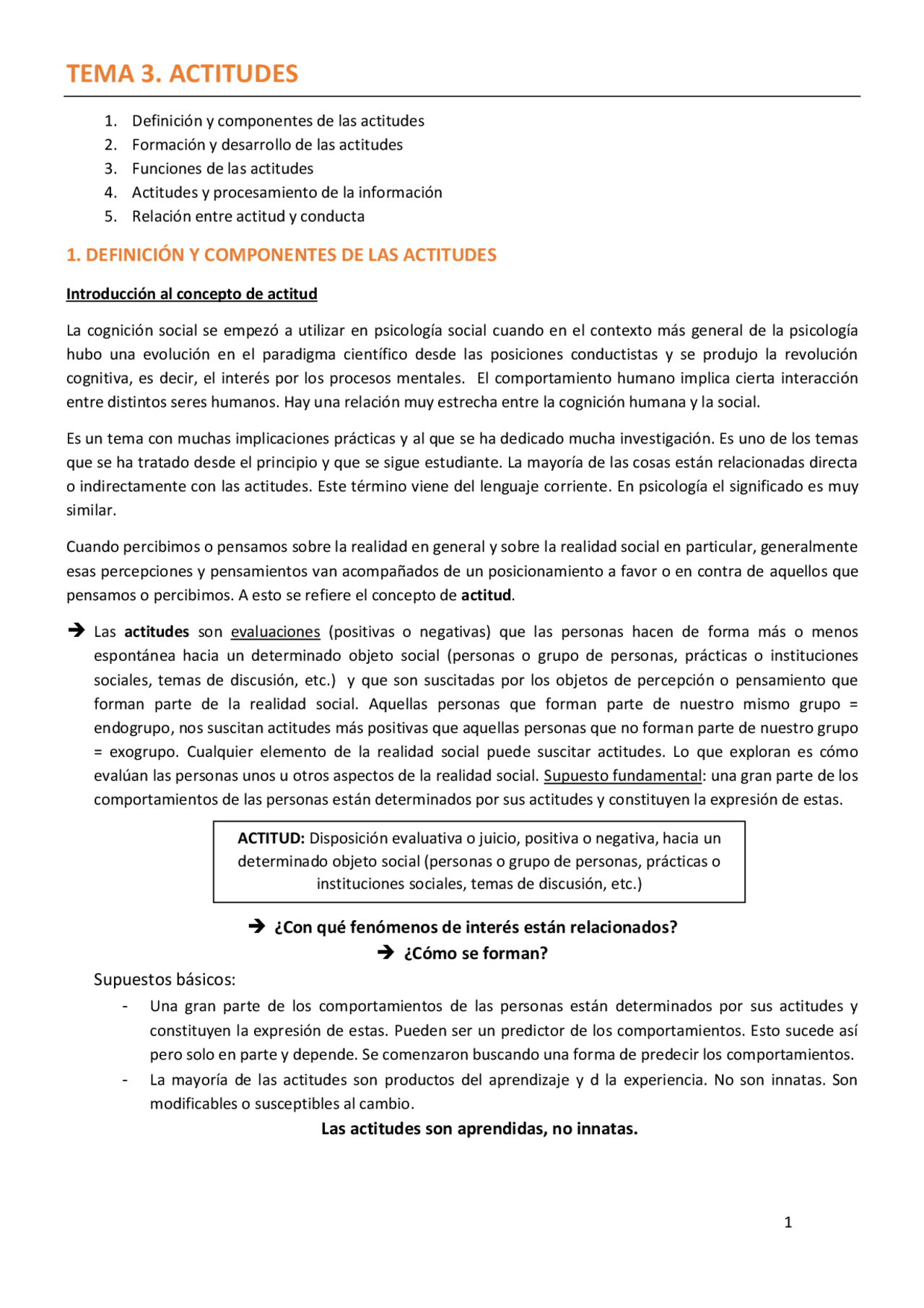 TEMA 3. ACTITUDES Definición y componentes de las actitudes 2 For ...