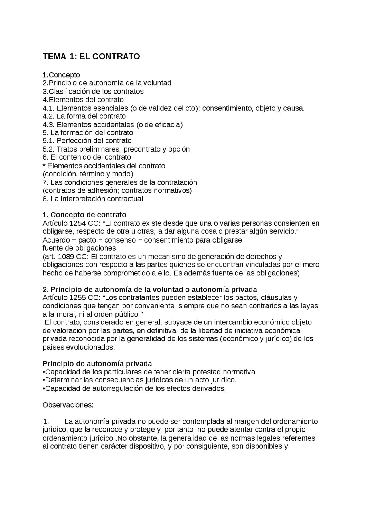 Concepto, clasificación y elementos del contrato - Apuntes de Derecho ...