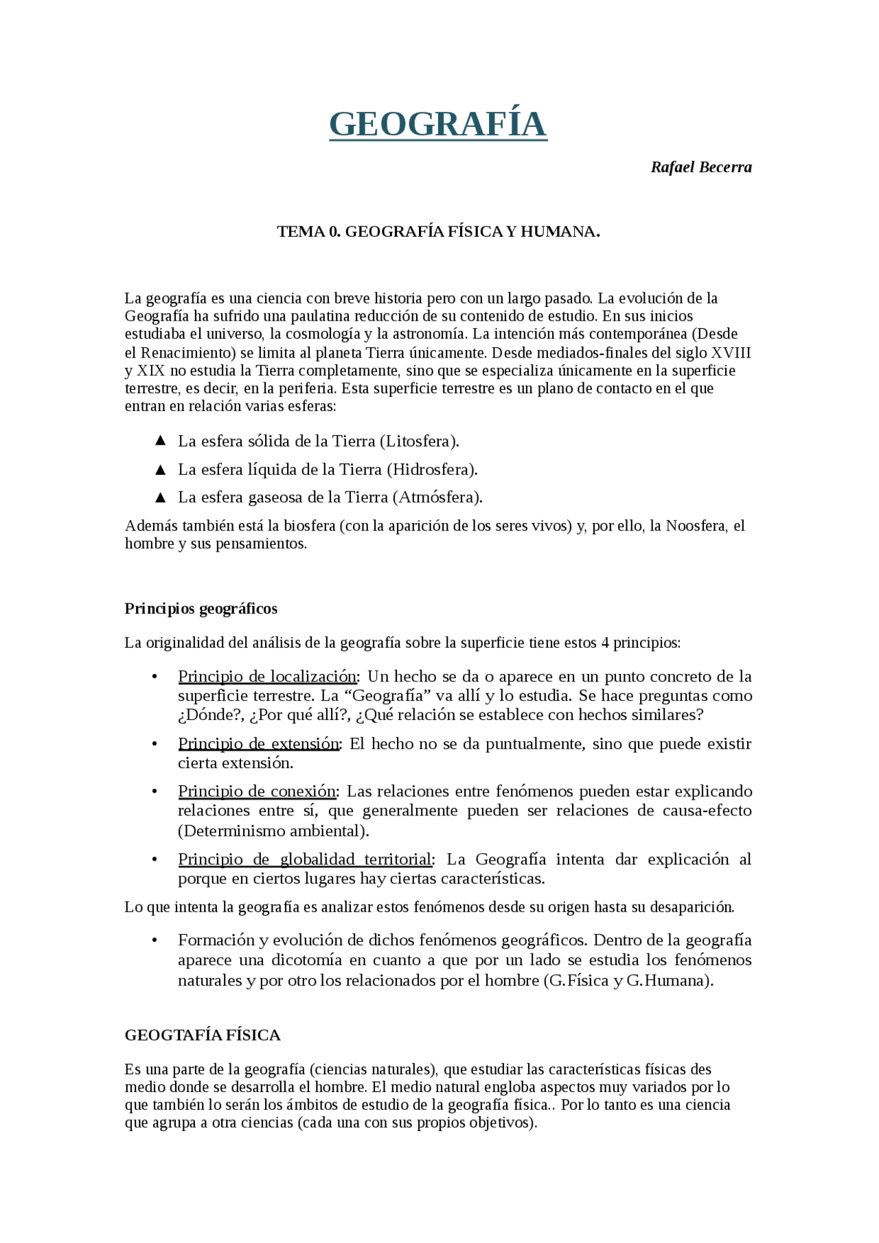 GEOGRAFÍA FÍSICA Y HUMANA - Apuntes de Geografía - Docsity