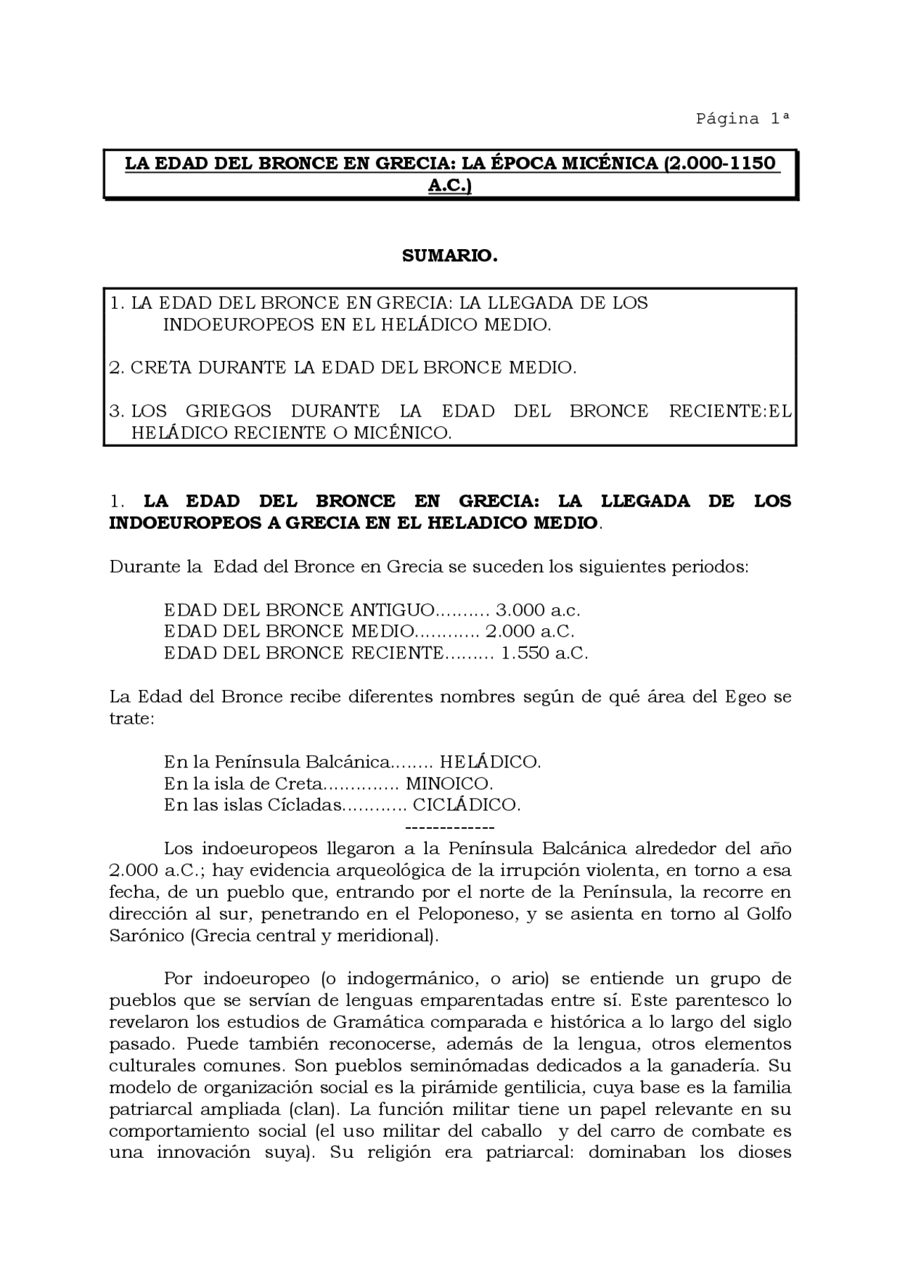 Edad de Bronce - Apuntes de Historia del Arte | Docsity