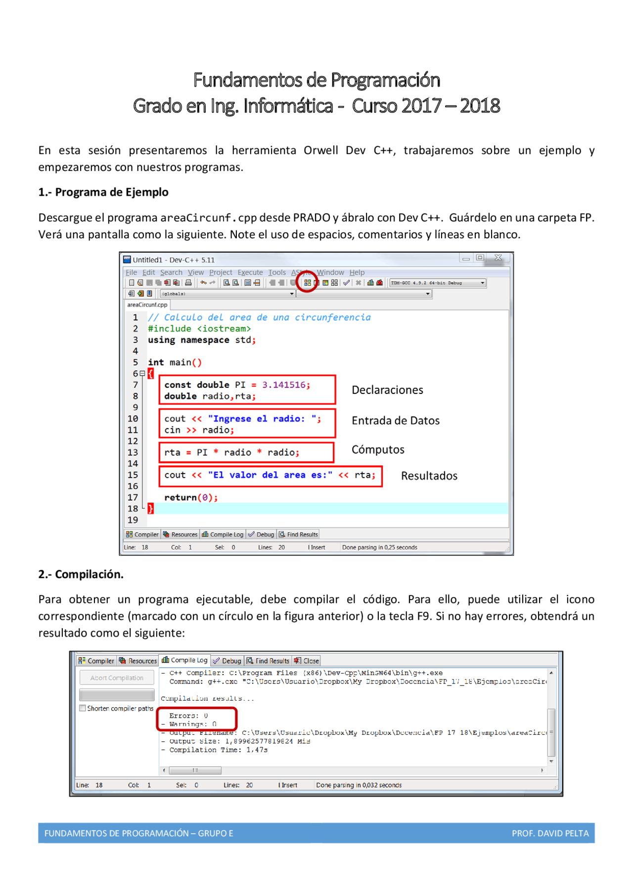 Fundamentos de programacion - Study notes for Computer Engineering and ...