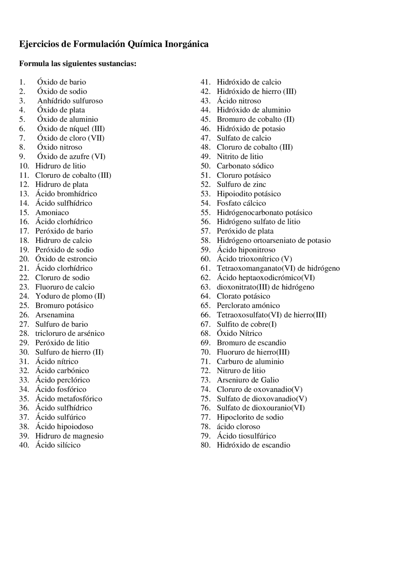 Química inorgánica - Farmacia ULL Ejercicios de formulación ...