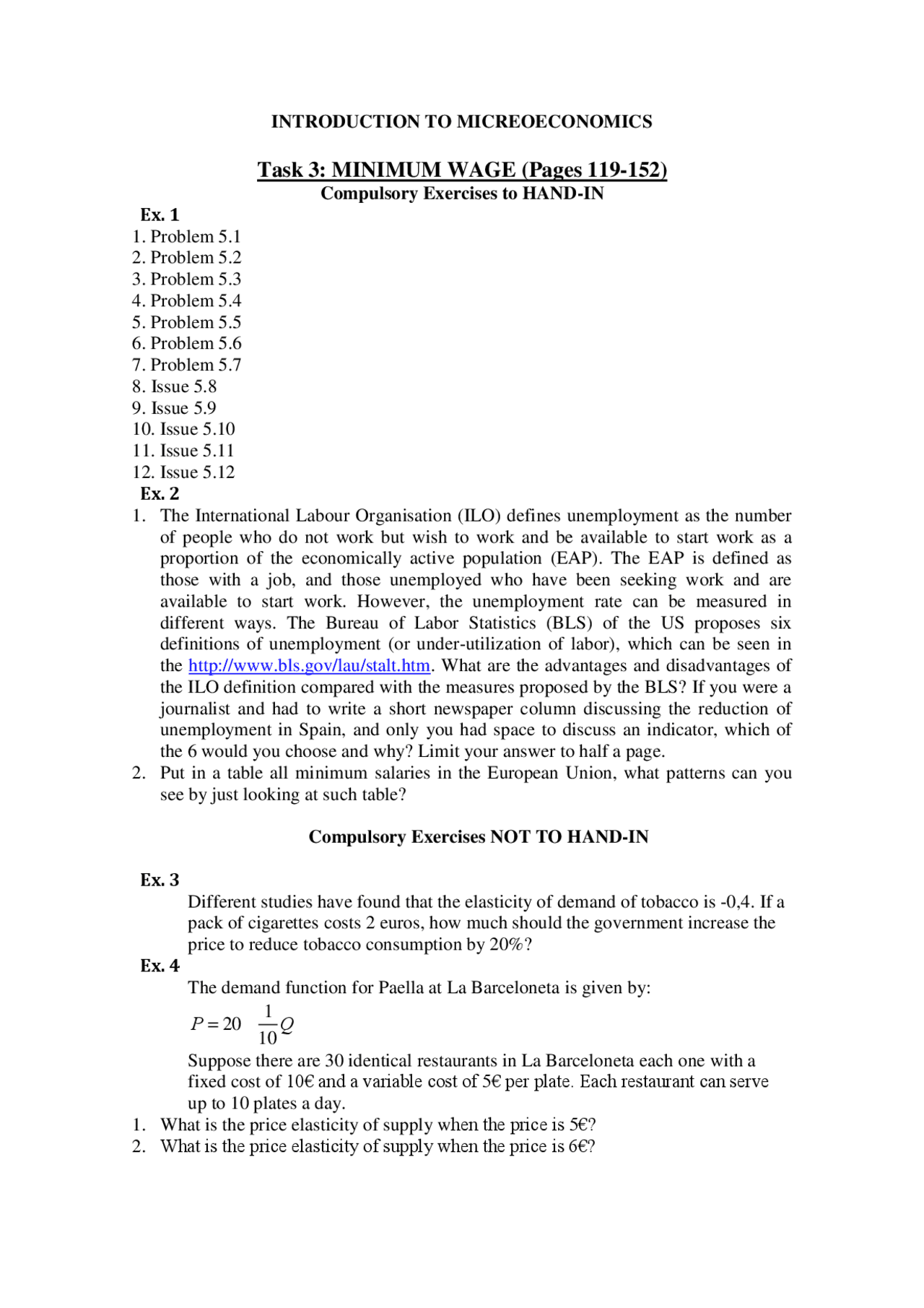 Ejercicios micro - Ejercicios de Negocios Internacionales - Docsity