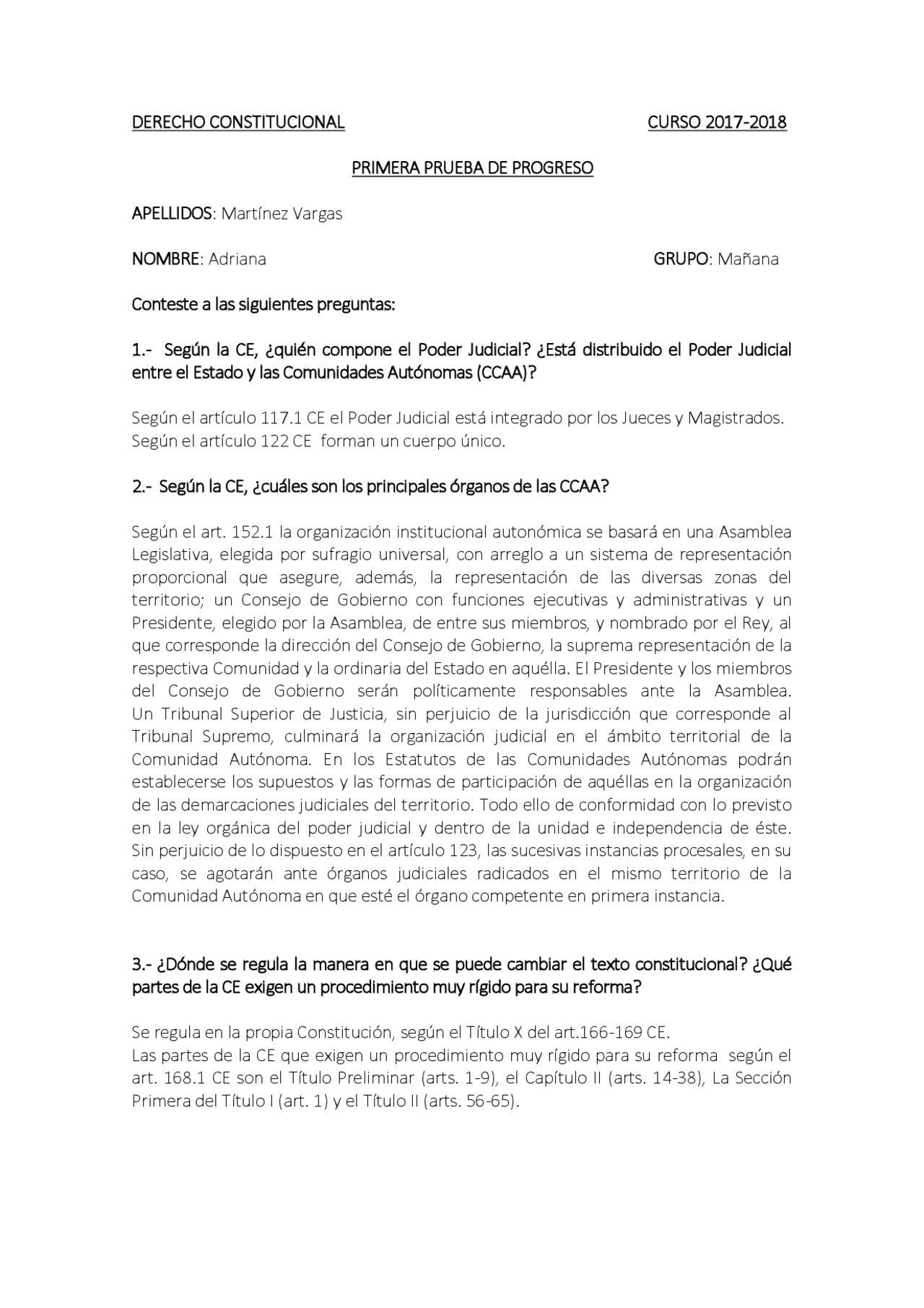 Primera Prueba de Progreso / 1ªPP - Apuntes de Derecho Constitucional ...