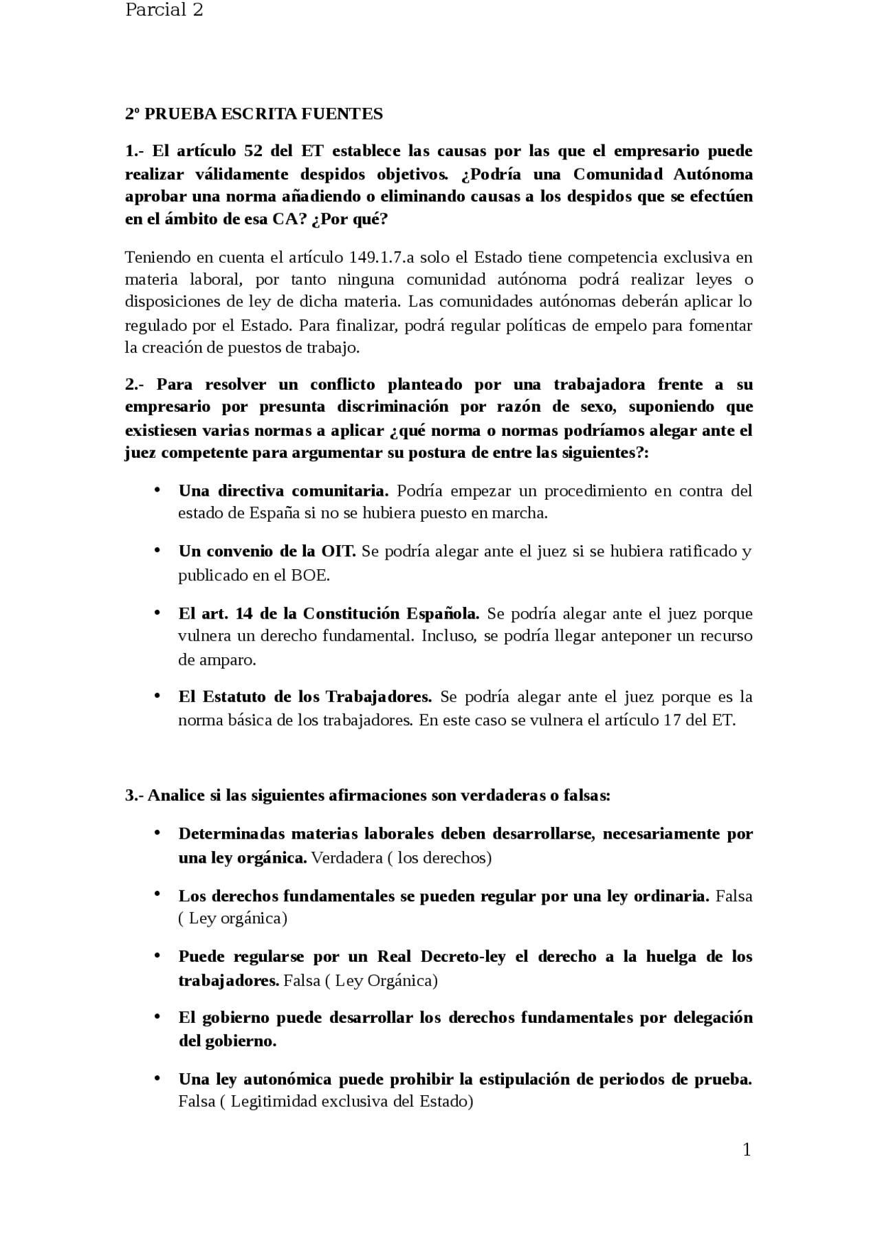 2º PRUEBA ESCRITA FUENTES1.- El artículo 52 del ET - Apuntes de ...