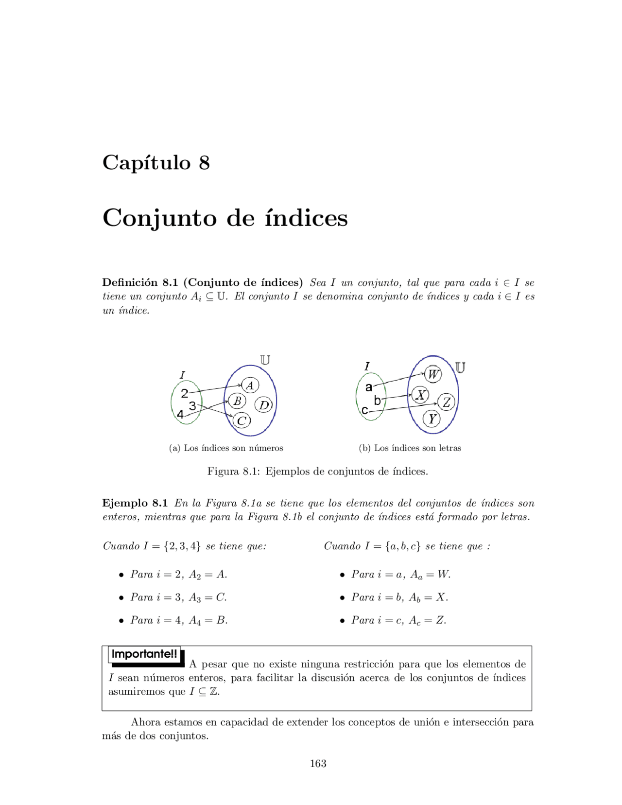Conjunto indices - Apuntes de Matemáticas Aplicadas - Docsity