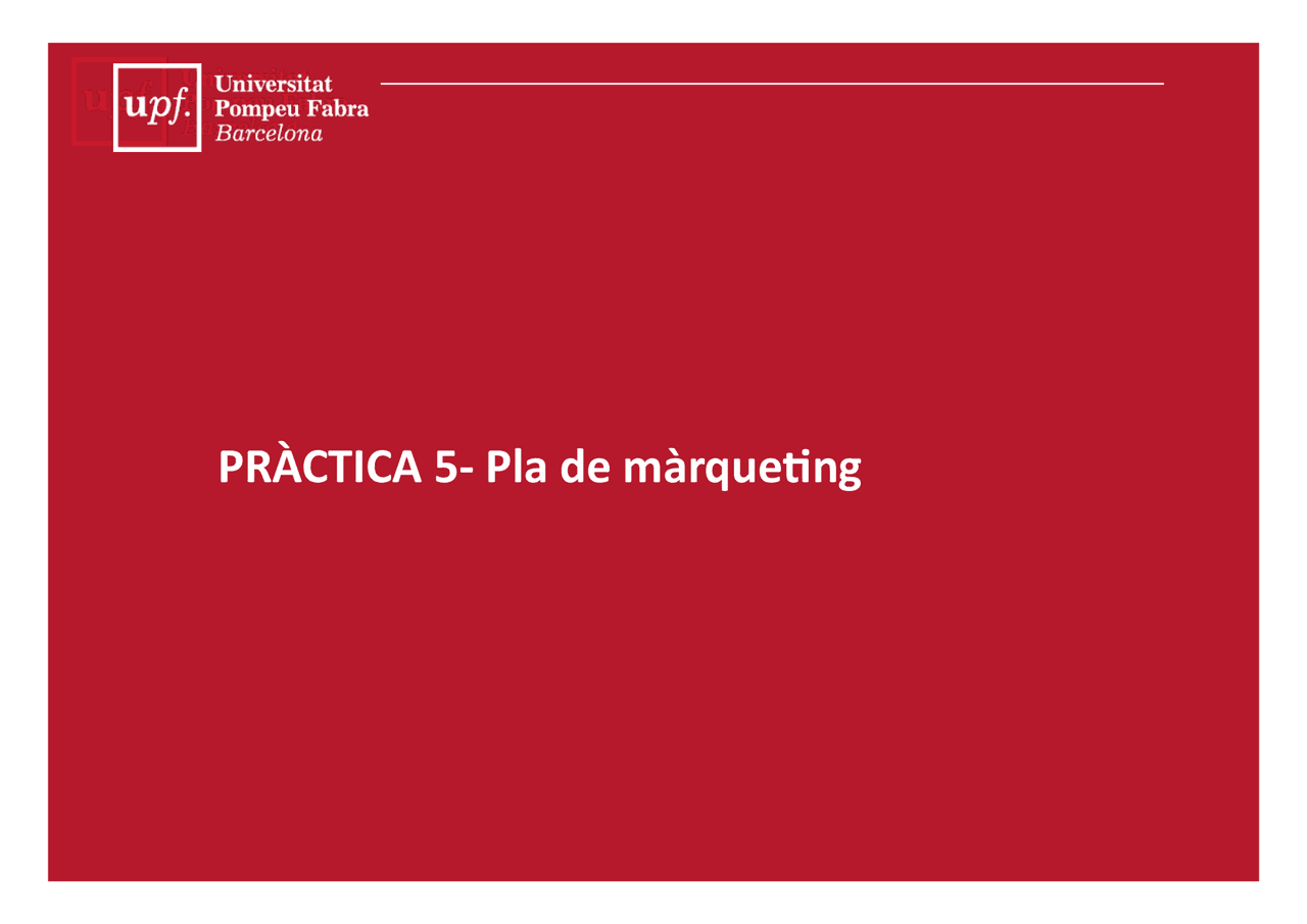 Practica marketing operatiu - Ejercicios de Marketing - Docsity