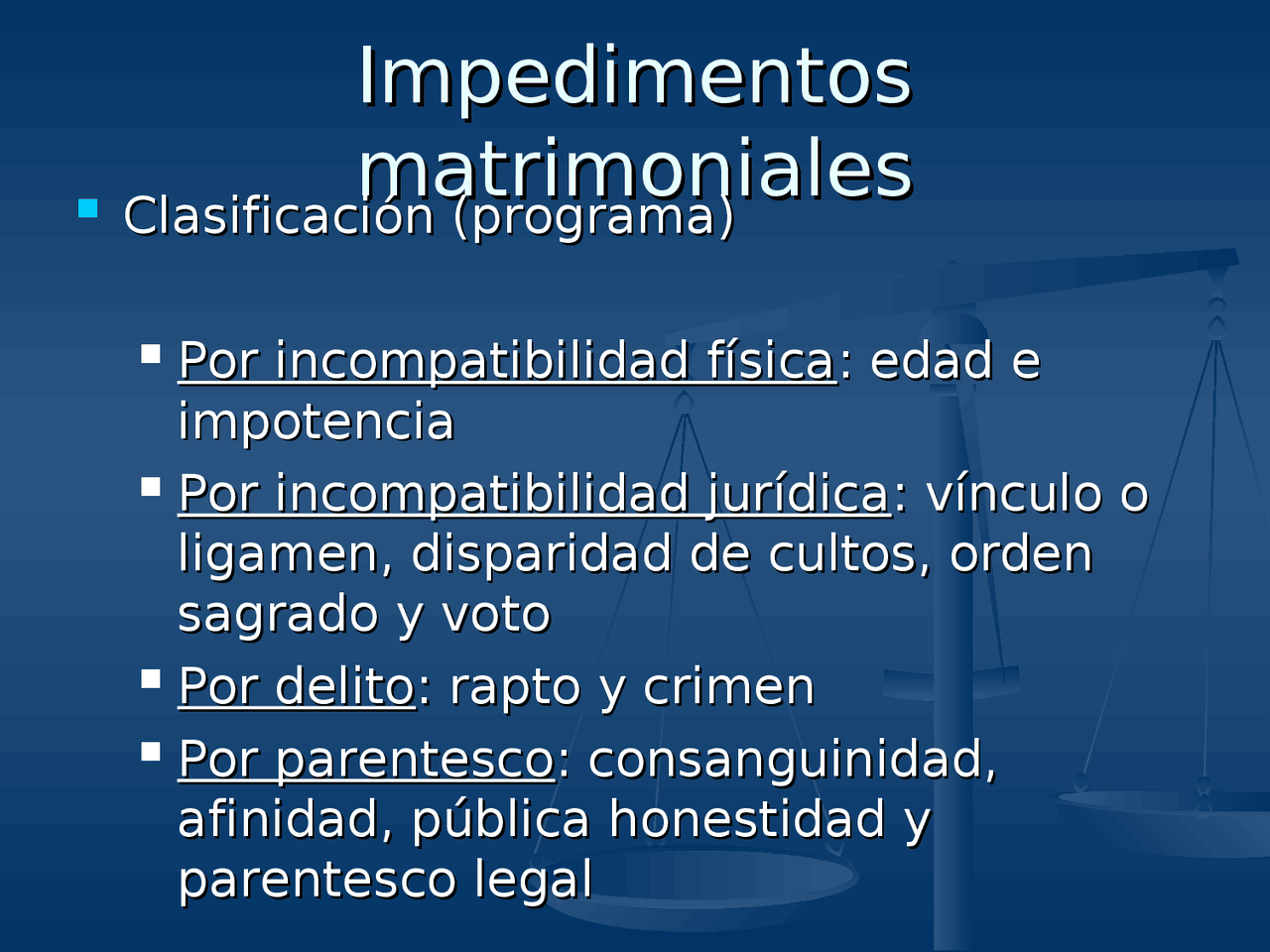 Impedimentos matrimoniales - Apuntes de Derecho Eclesiástico - Docsity
