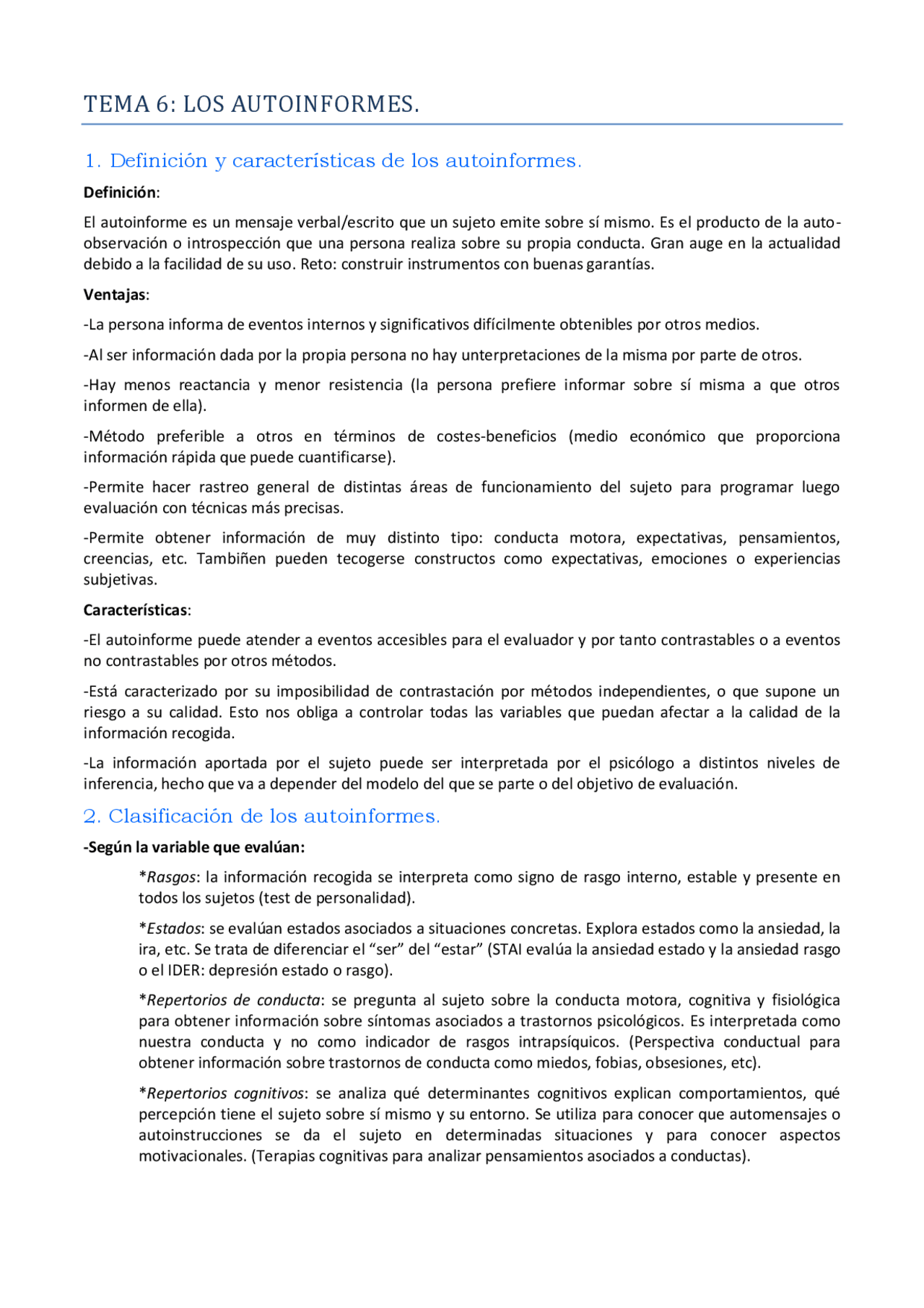 TEMA 6: LOS AUTOINFORMES - Definición y características - Apuntes de ...