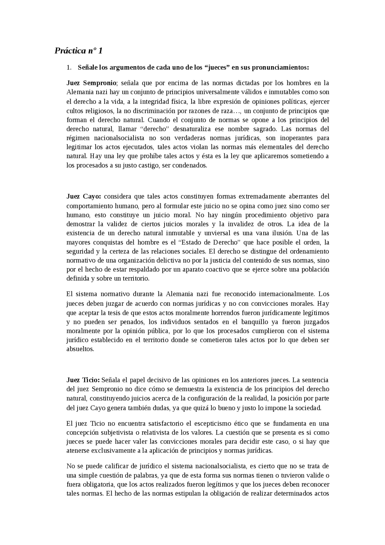 Practica derecho - Ejercicios de Derecho - Docsity