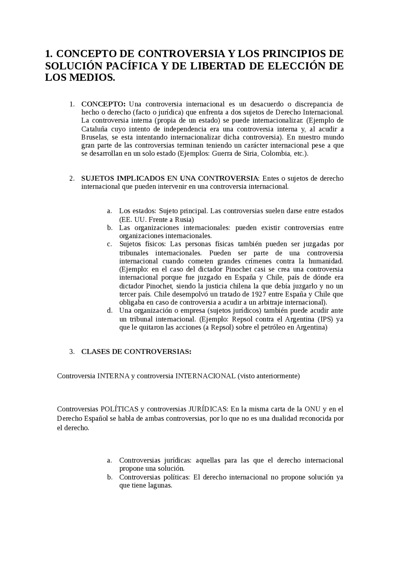 Concepto de controversia y los principios de solución pacífica y de ...