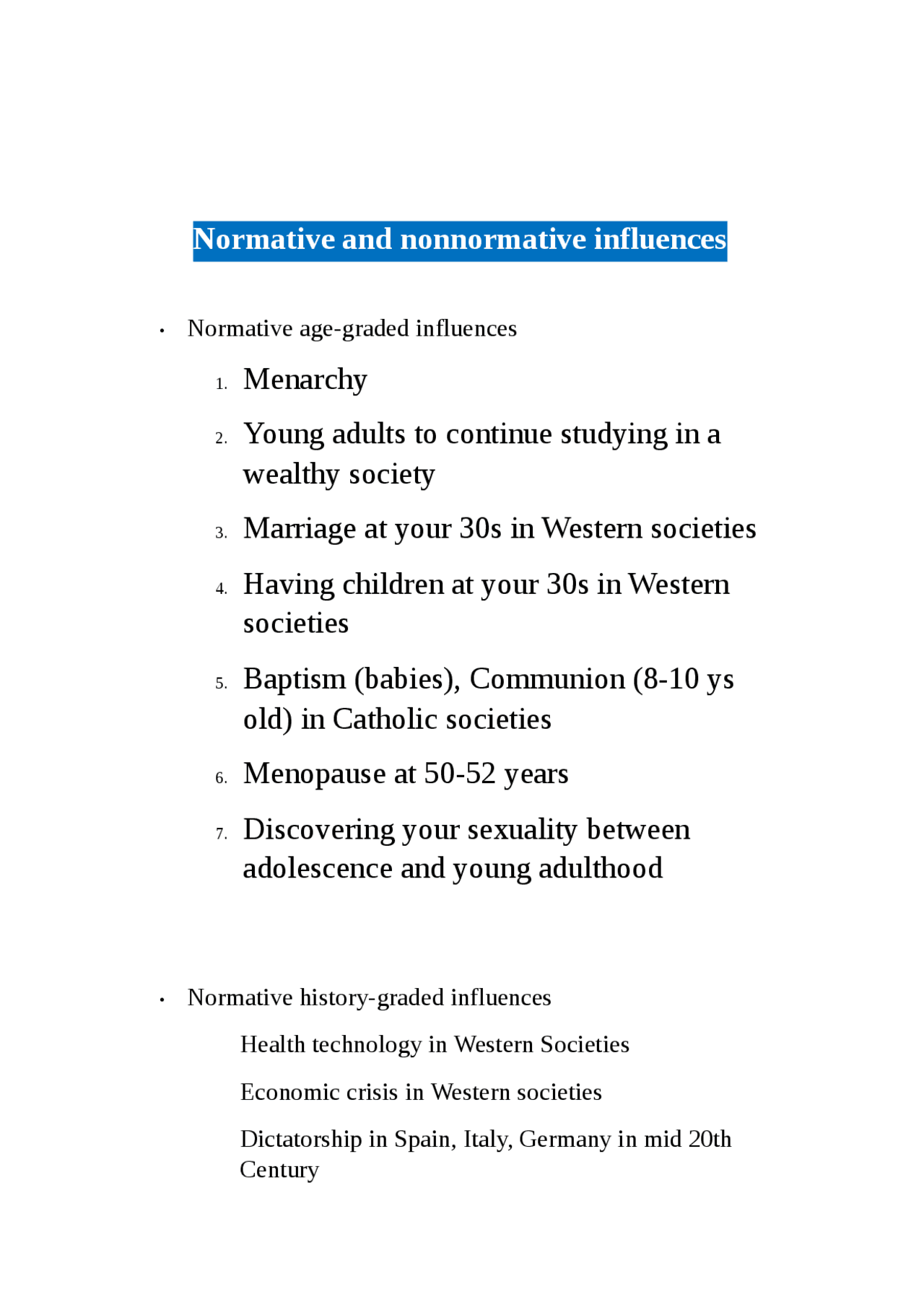 Normative and nonnormative influences - Apuntes de Psicología - Docsity