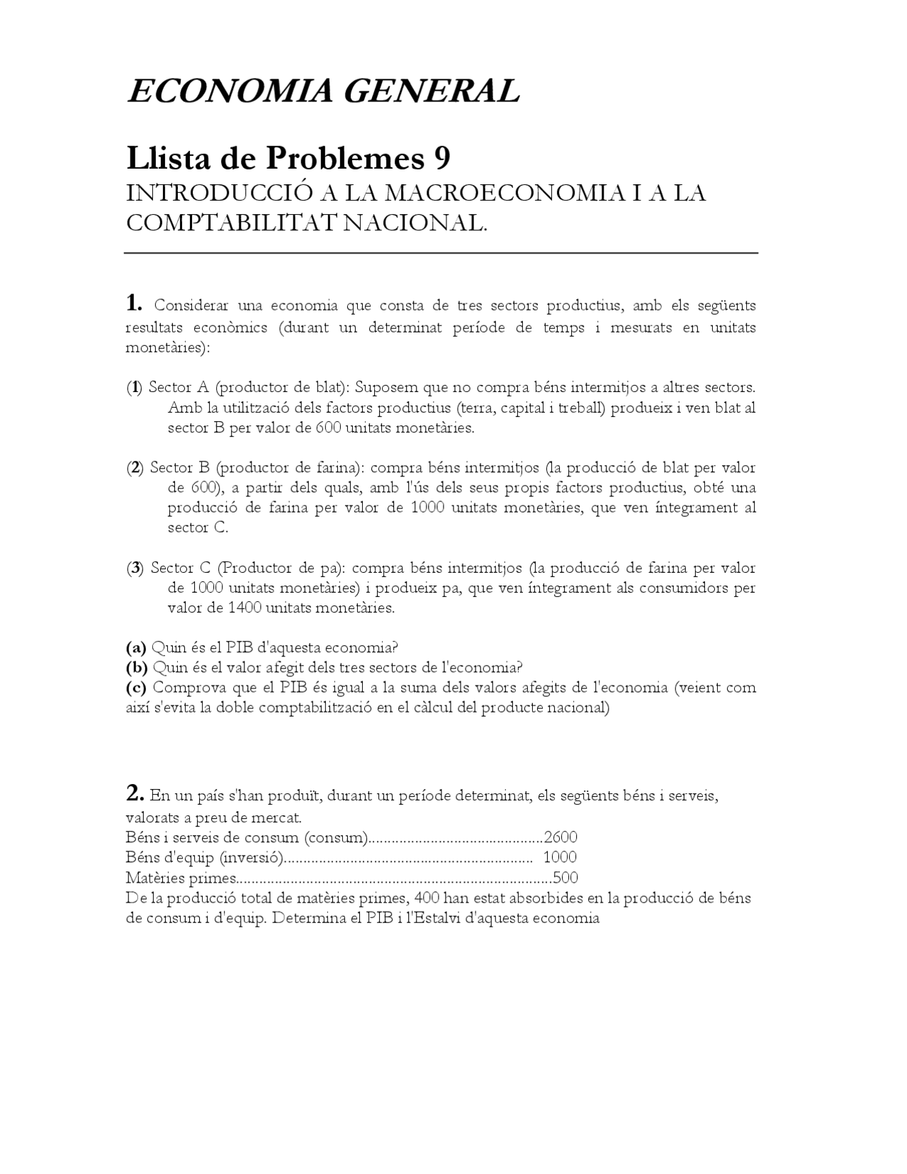 Exercicis PIB ade UAB - Ejercicios de Administración de Empresas - Docsity