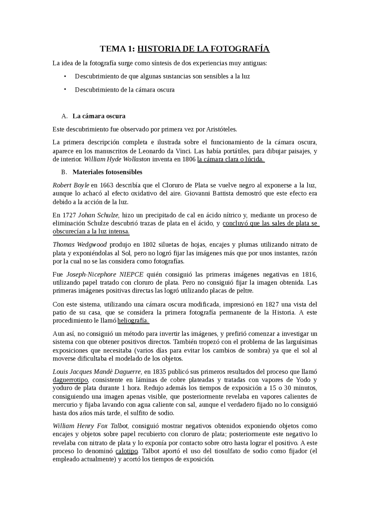 FOTOGRAFÍA TEMA 1: HISTORIA DE LA FOTOGRAFÍA - Apuntes de Comunicación ...