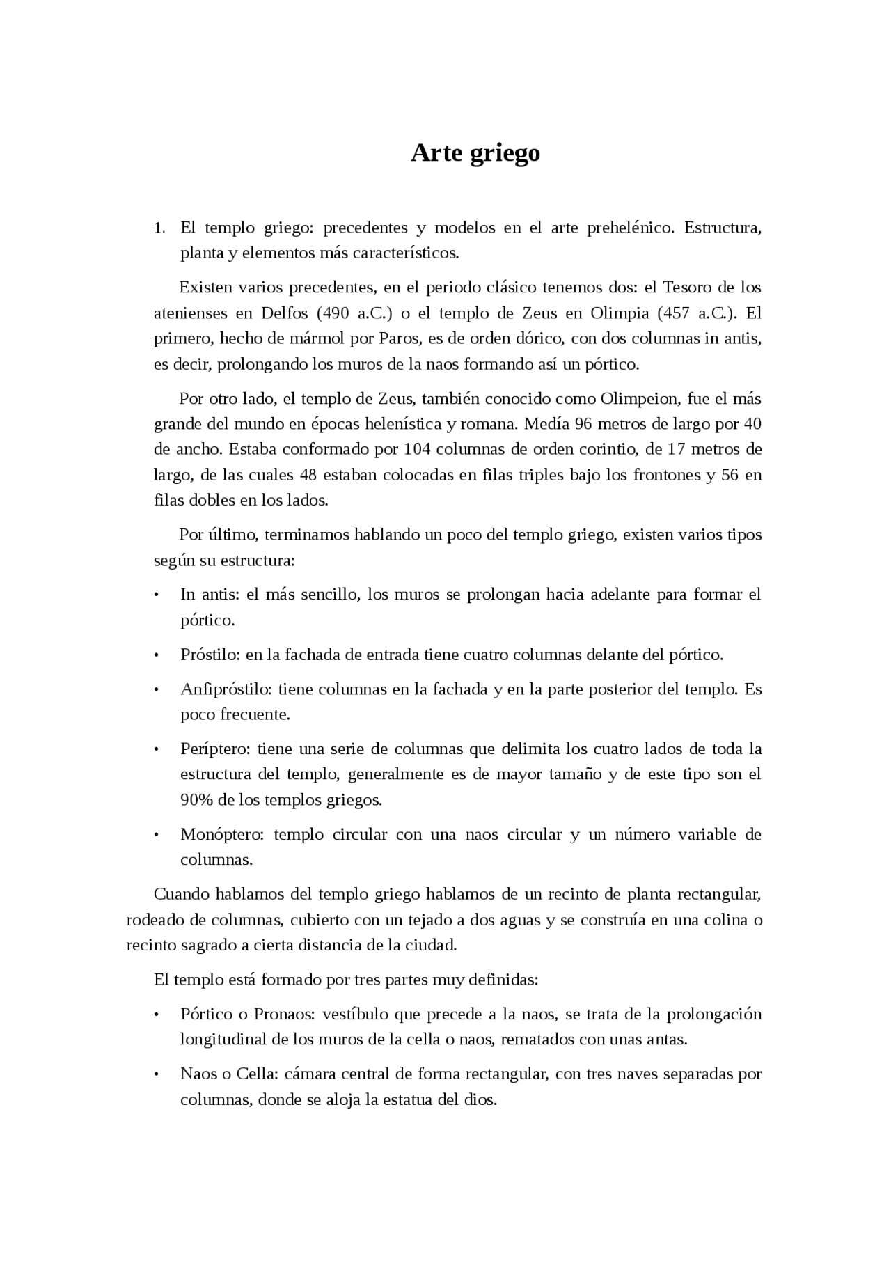 Práctica arte griego - Ejercicios de Historia del Arte - Docsity