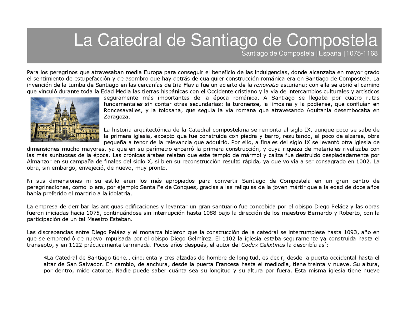Catedral de santiago de compostela - Apuntes de Historia del Arte - Docsity