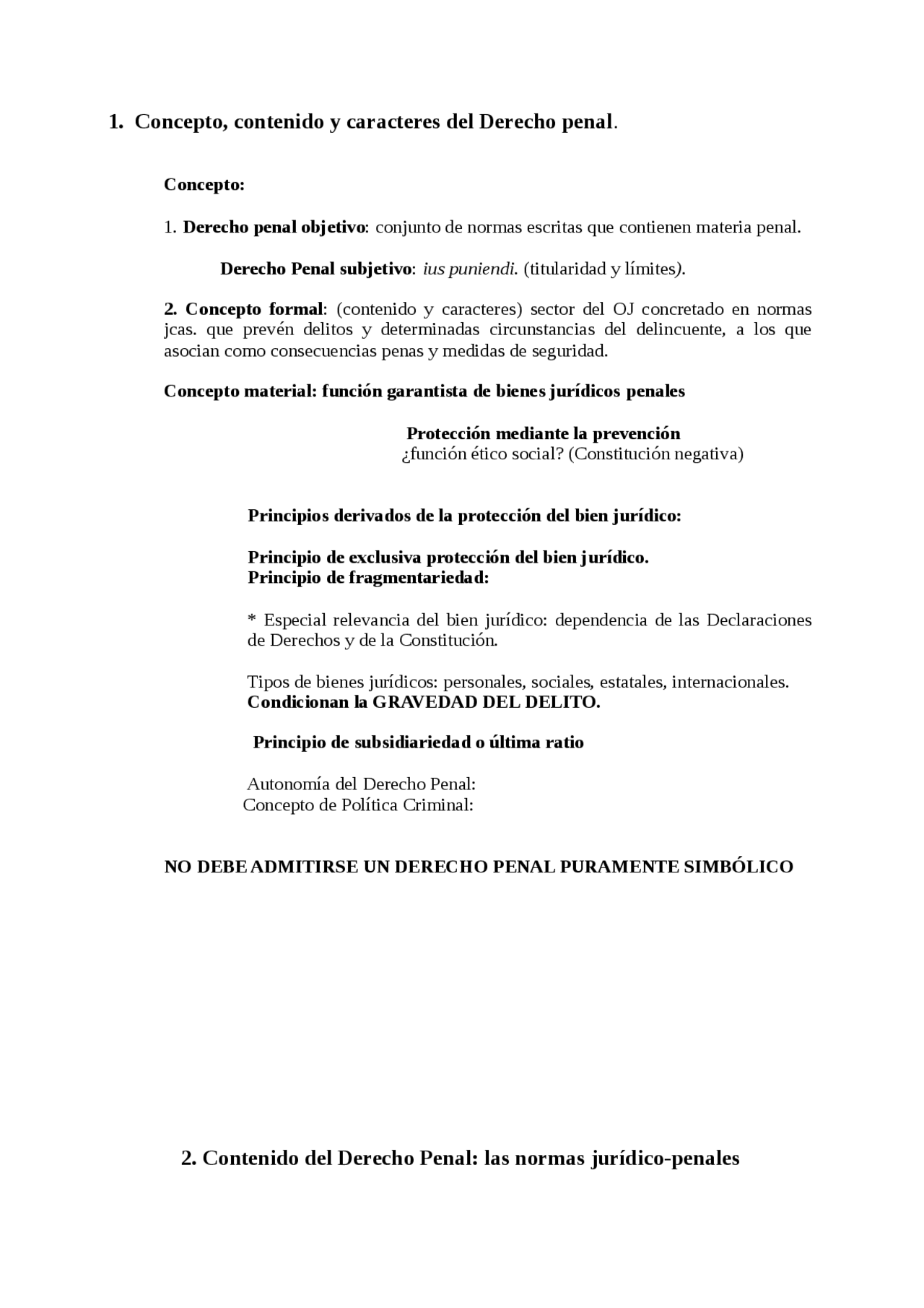 Esquema tema 1 y 2 - Esquemas y mapas conceptuales de Derecho Penal - Docsity