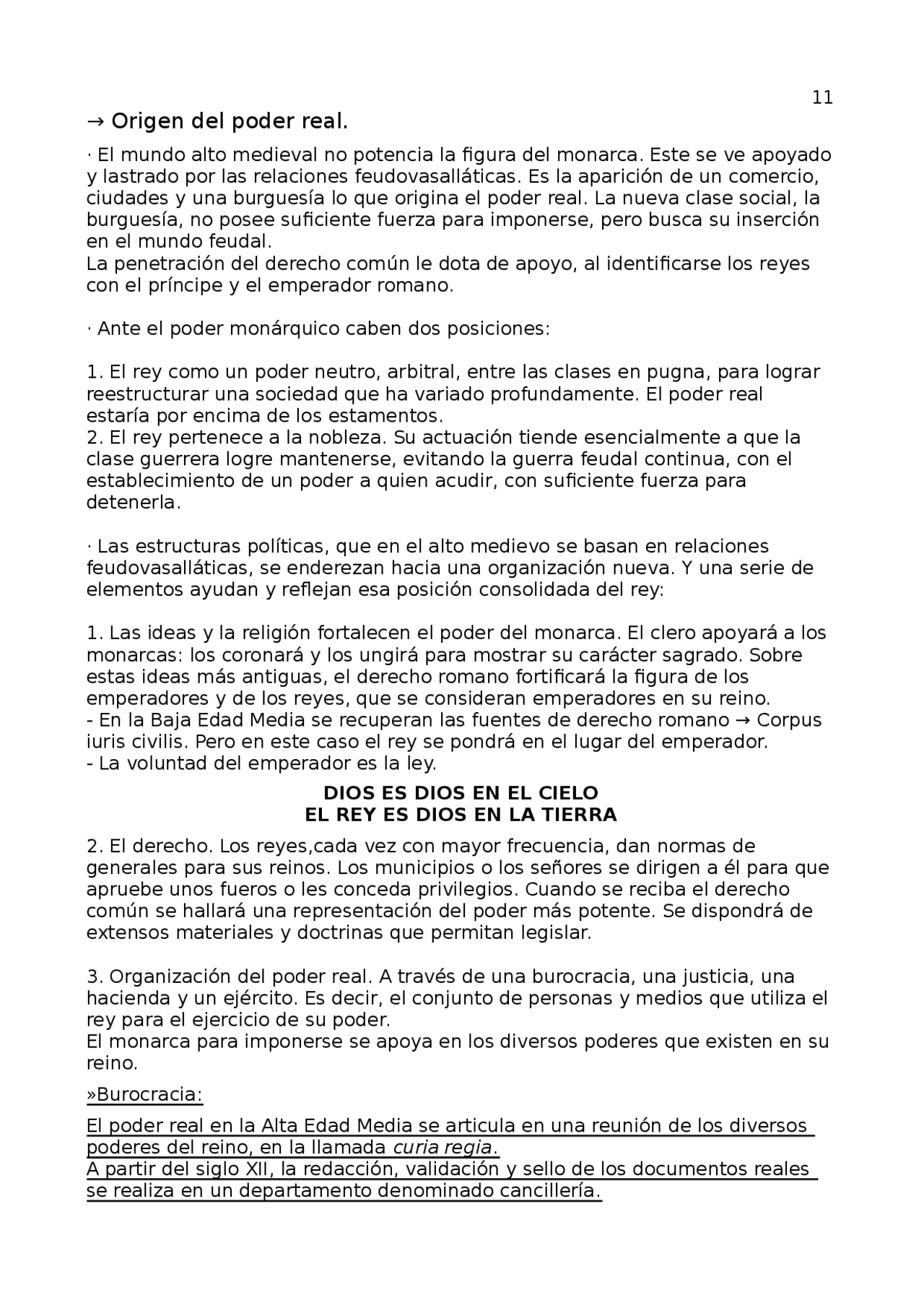 Origen del poder real - Apuntes de Historia del Derecho - Docsity