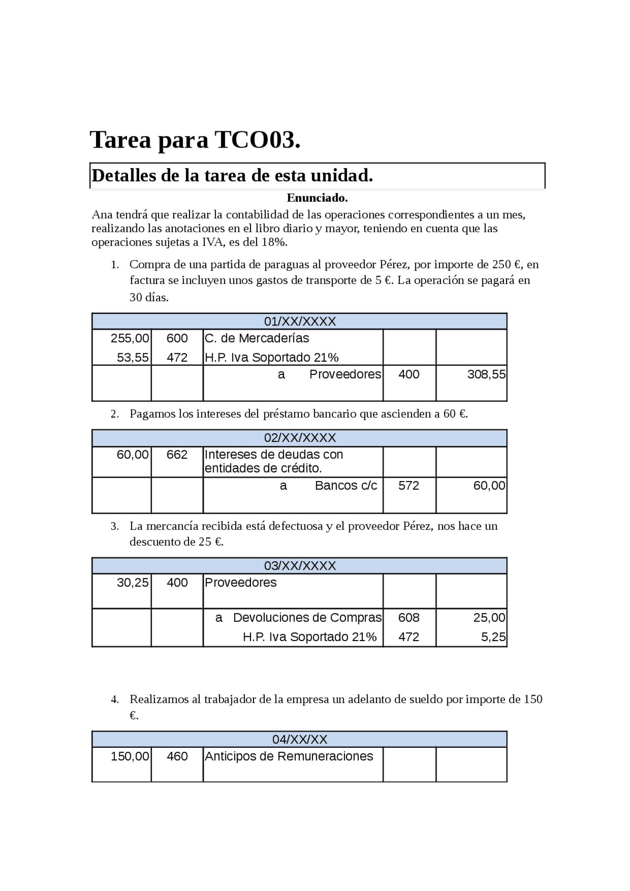 Tarea para TCO03. - Ejercicios de Contabilidad Pública | Docsity
