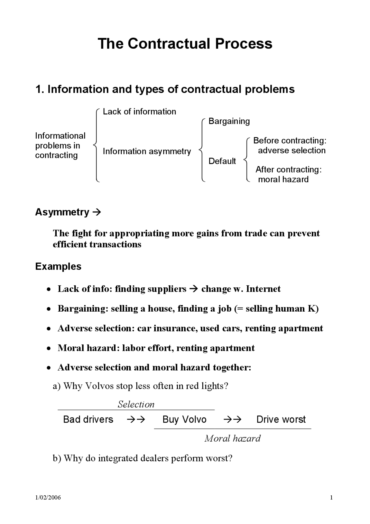 Contractual process - Ejercicios de Administración de Empresas - Docsity
